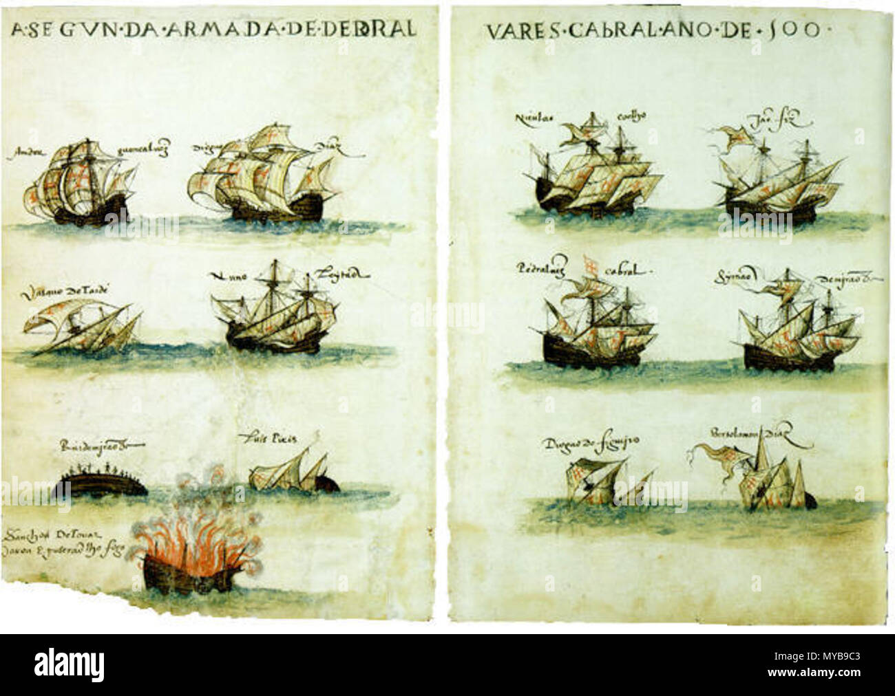. English: Depiction of the 2nd Portuguese India Armada (fleet of Pedro ...