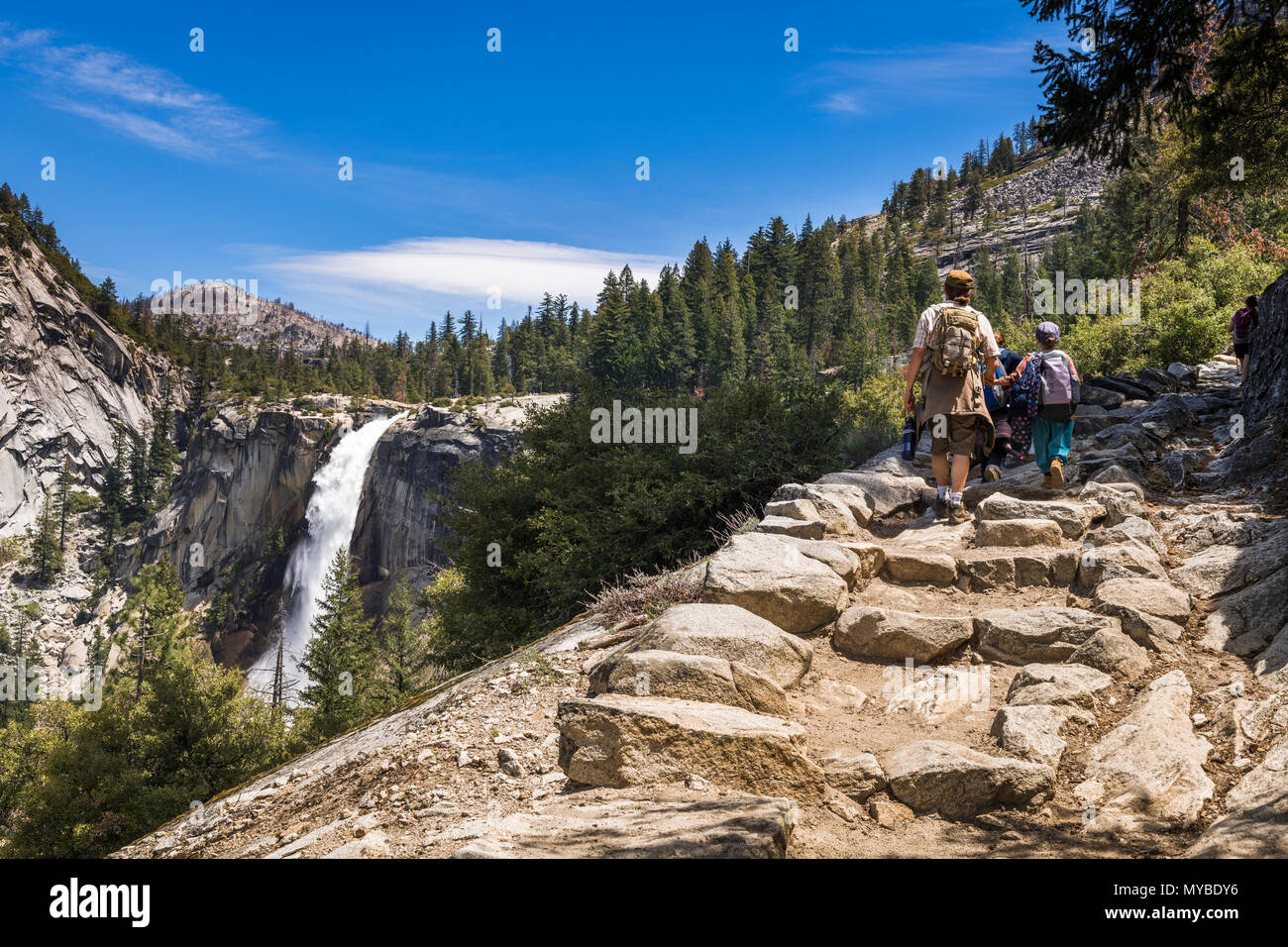 Family on the John Muir Trail below Nevada Fall , Yosemite National ...