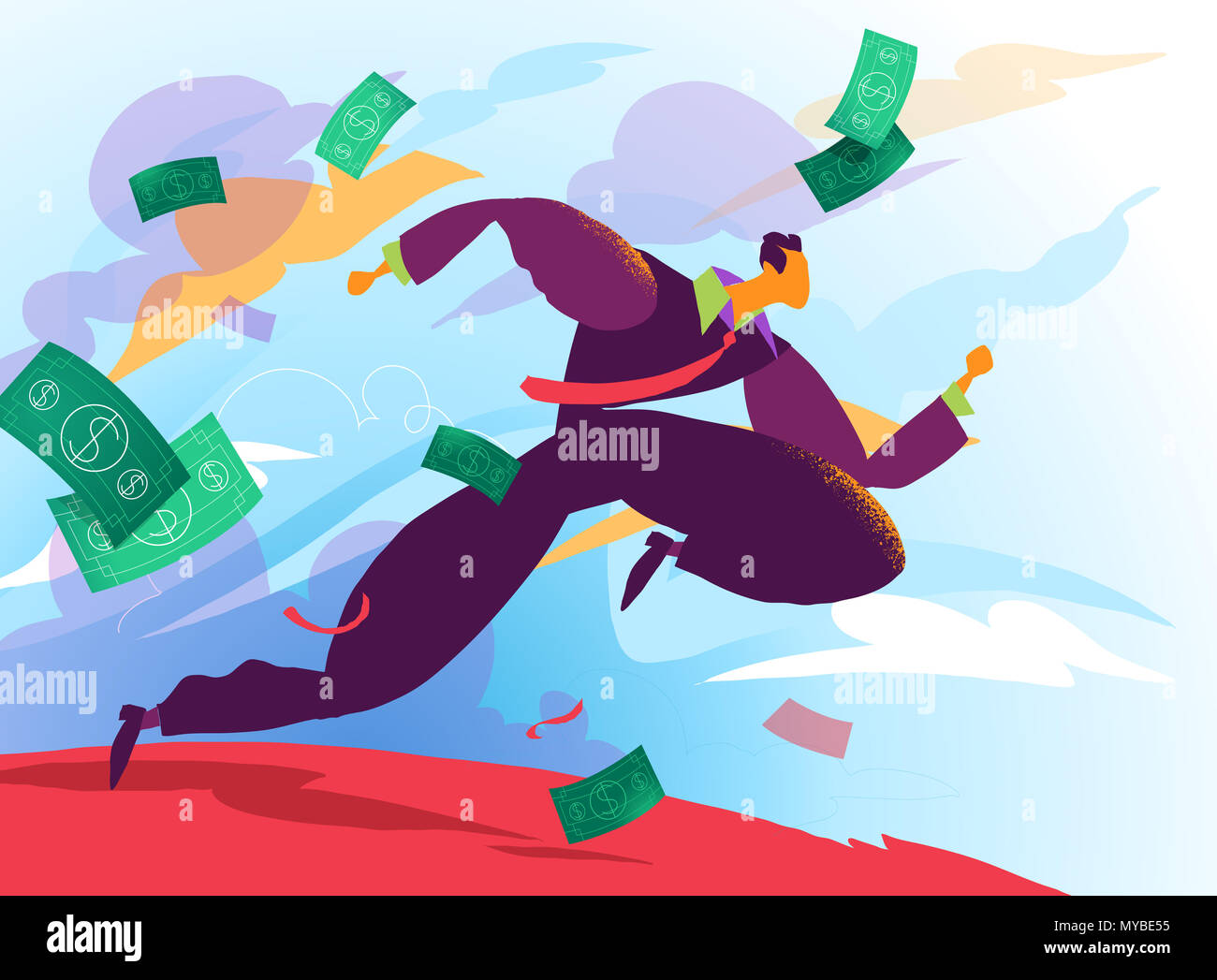 A business man runs toward rich future Stock Photo - Alamy