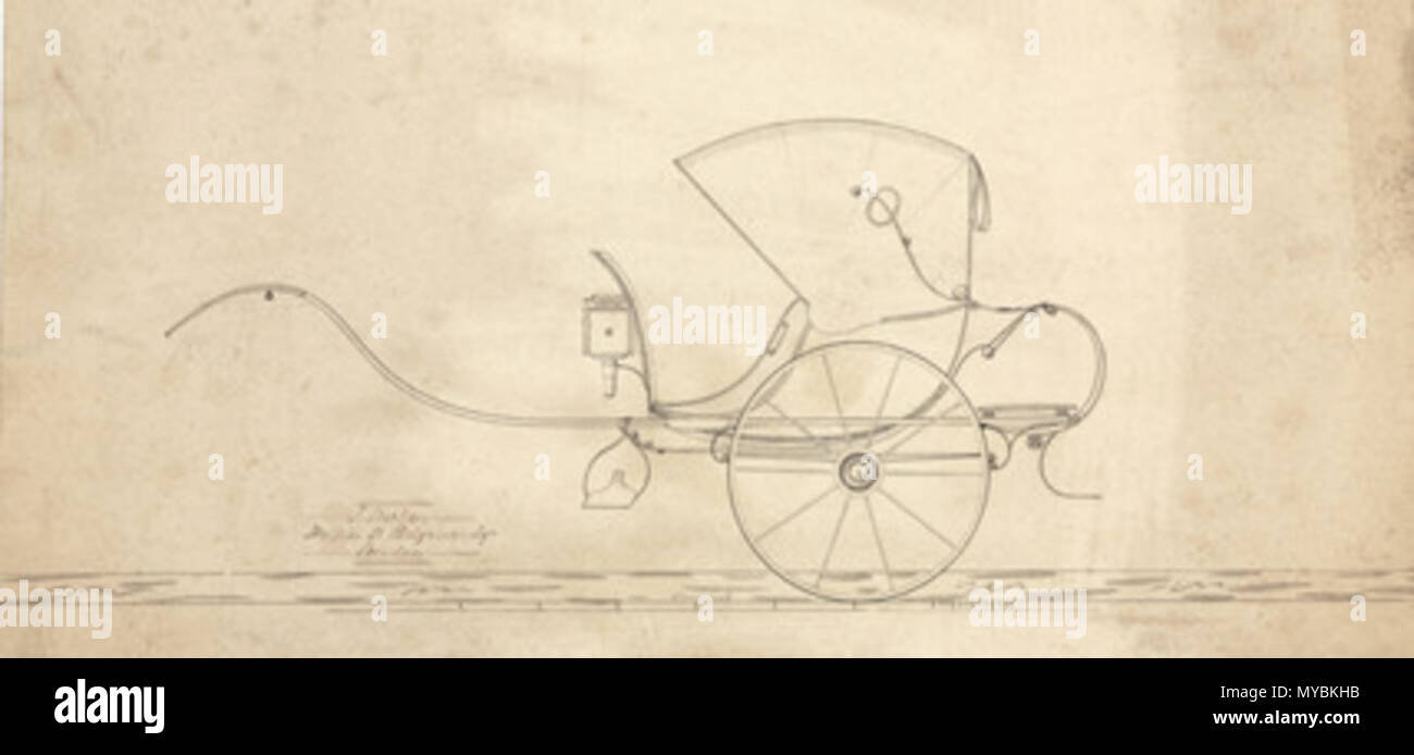 . Drawing, one of ten pen and ink design for carriages manufactured by ...
