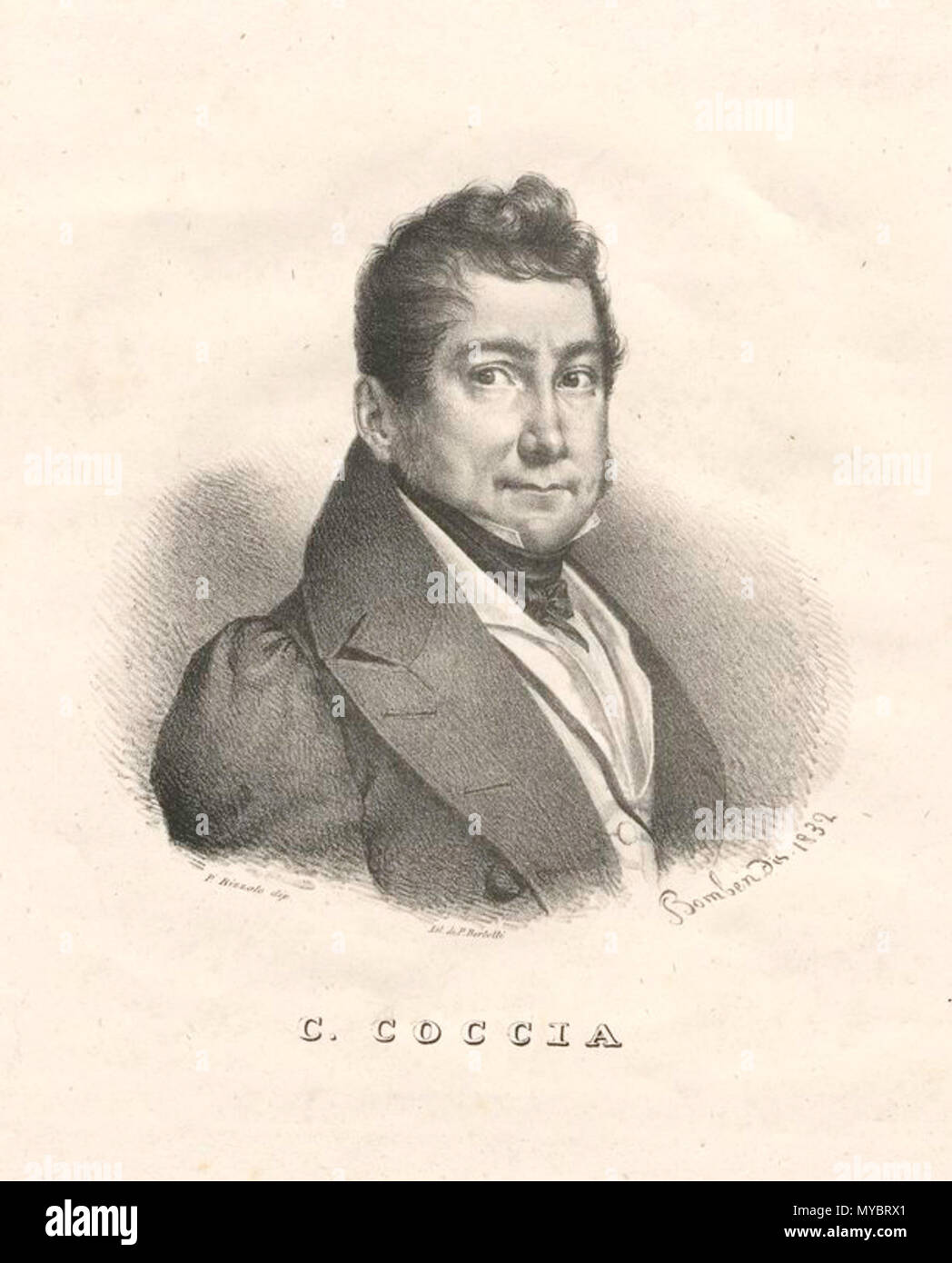 . English: Italian composer Carlo Coccia (1782—1873) . mid-XIX century ...