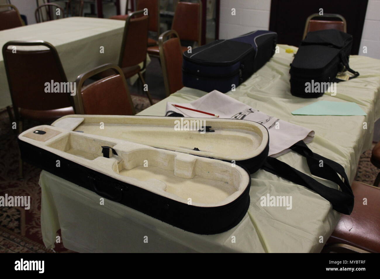 Backstage storage for a kids violin recital At Ebenezer Lutheran church ...