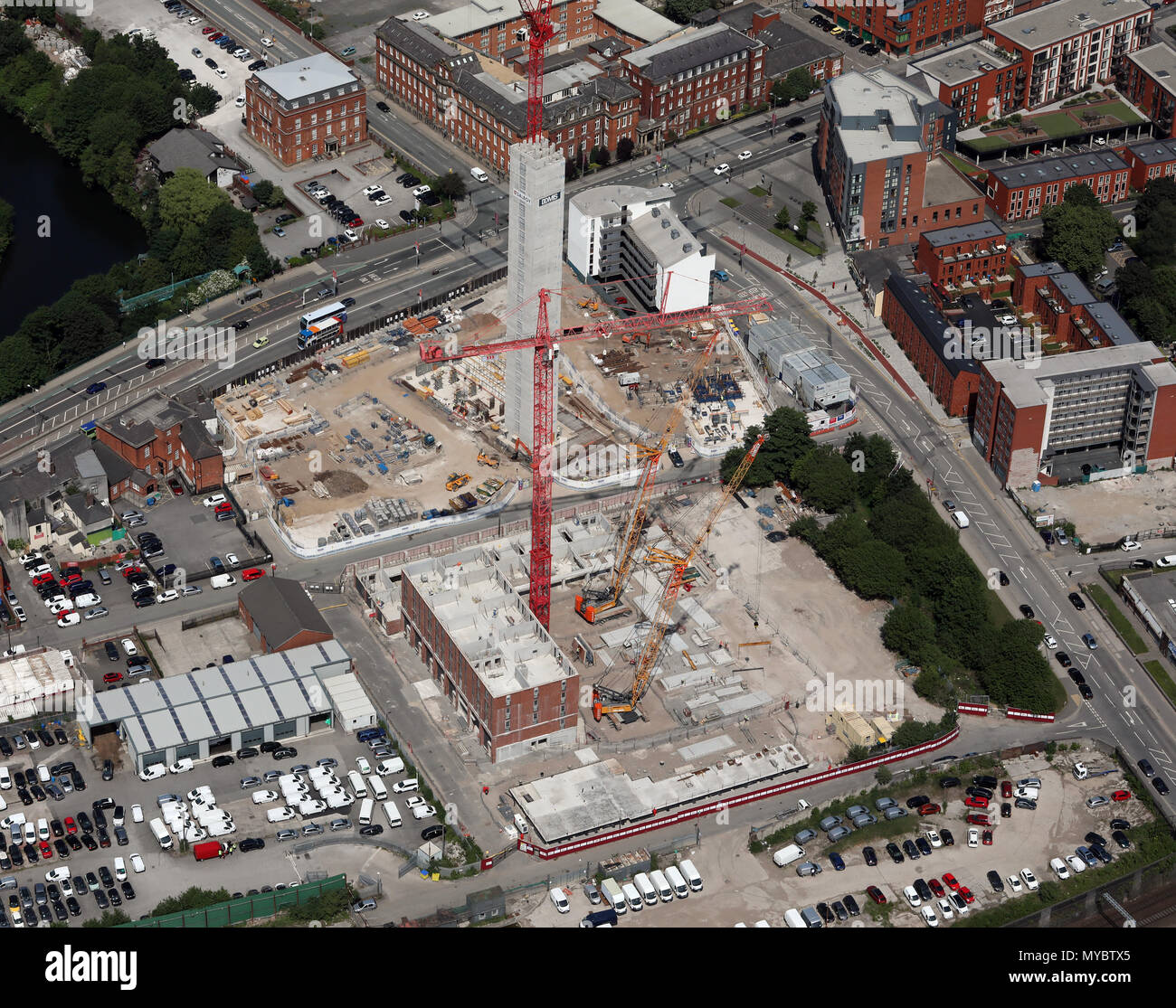 aerial view of a new development in Salford, Manchester, June 2018 ...