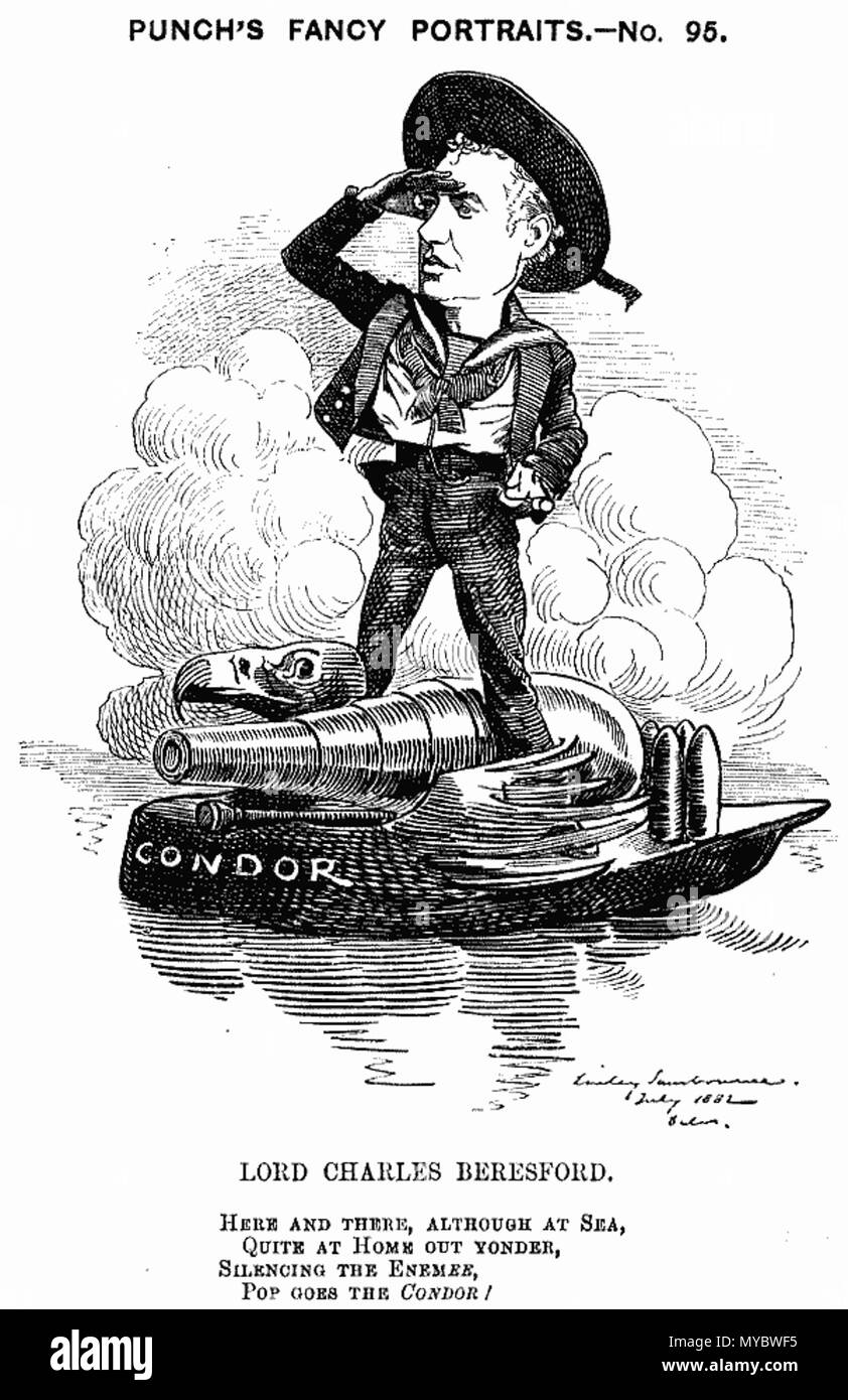 . English: 1882 Cartoon of Charles Beresford. Scanned from Punch ...