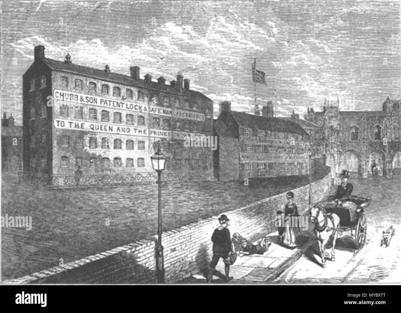 . Etching of the Chubb Lockmaker's building in Woverhampton . 1870 ...