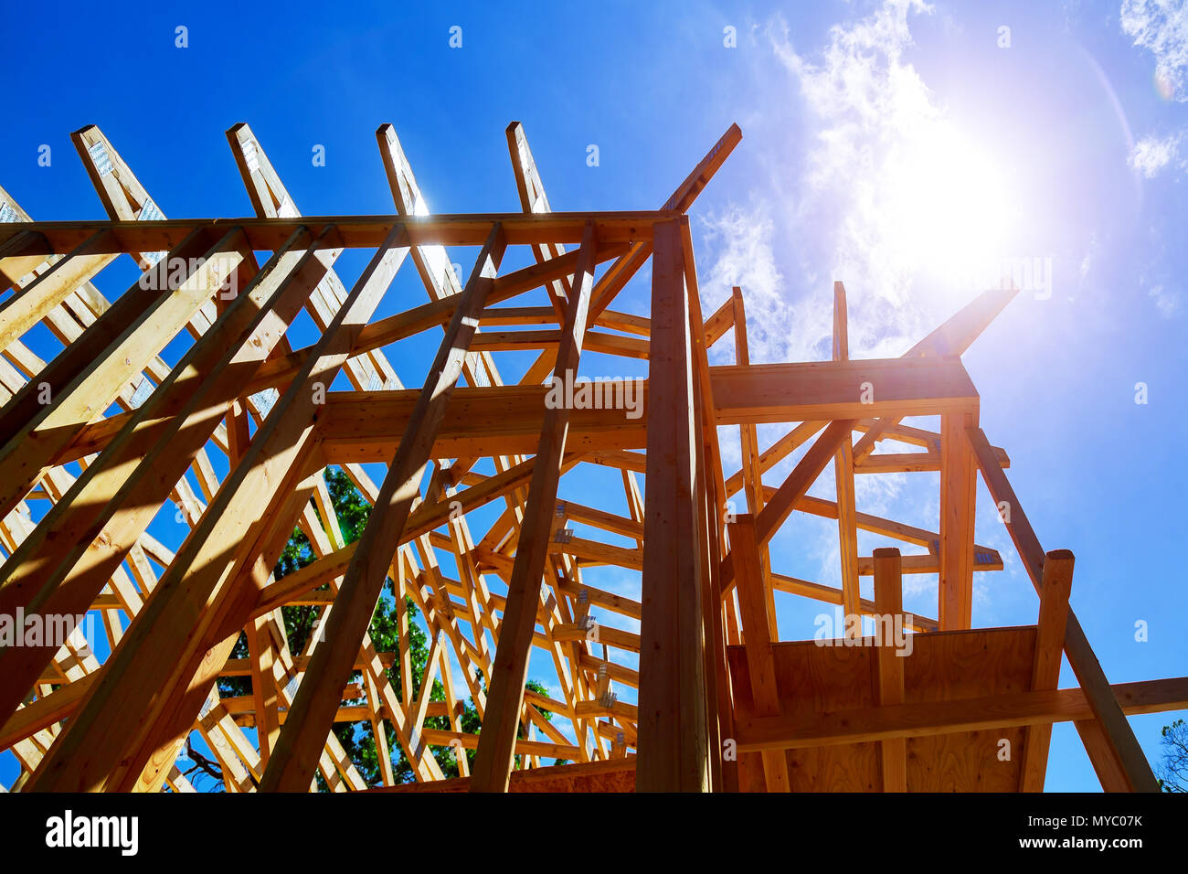 Construction Wall Framing interior of a new house under construction ...