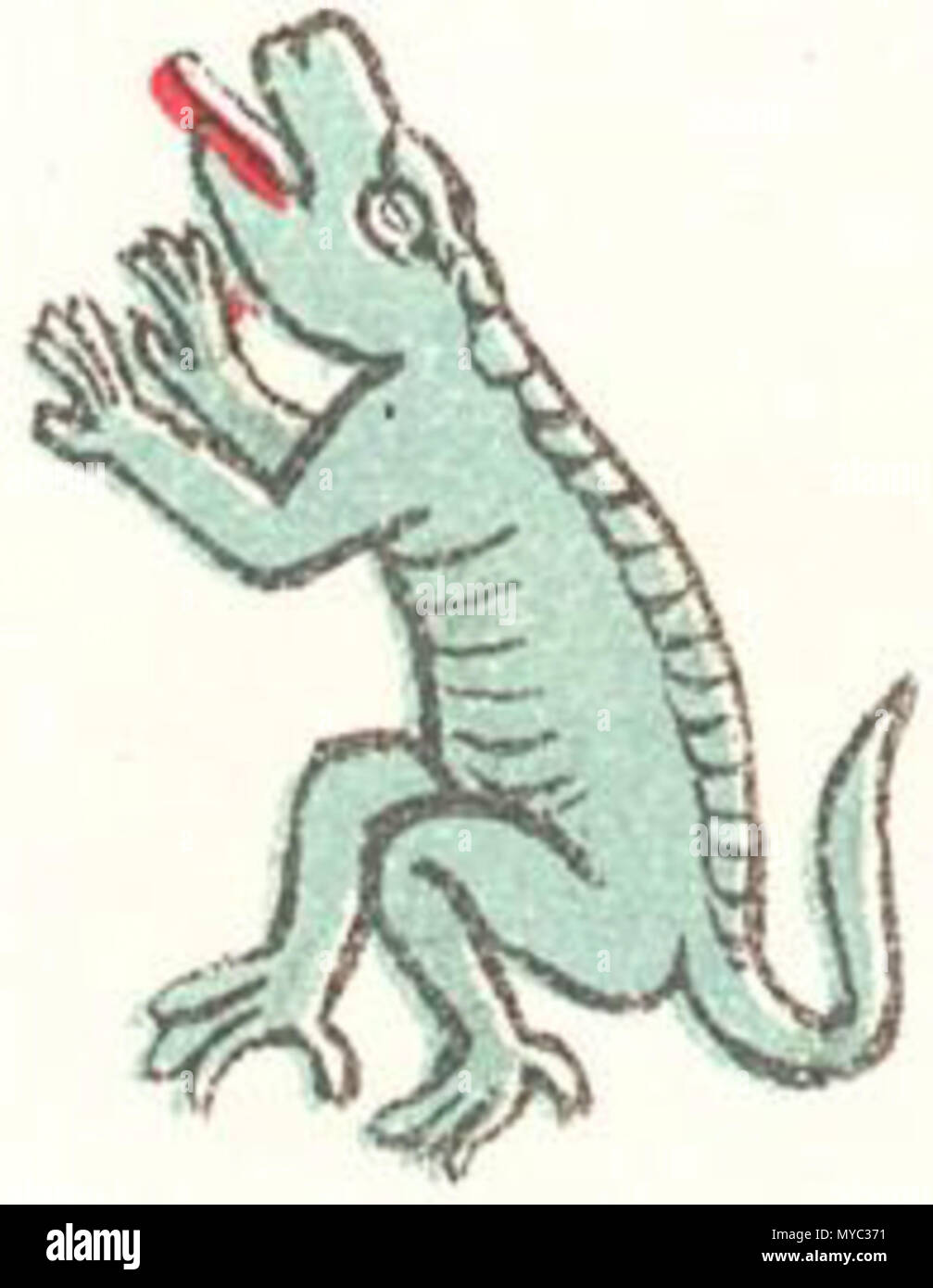 . The Aztec day sign cuetzpalin (lizard). 16th century. Unknown 128 ...