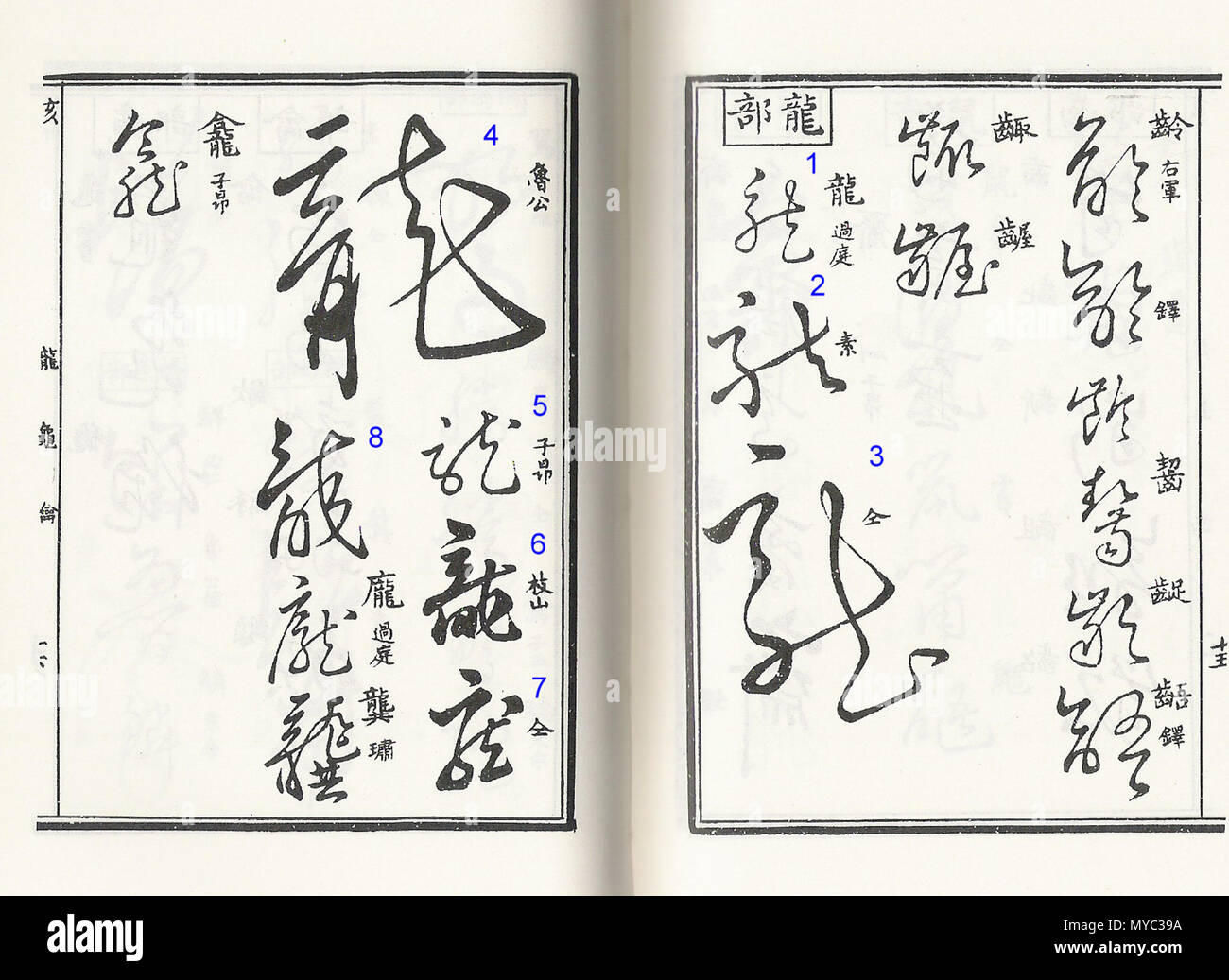 128 Cursive characters dragon Stock Photo - Alamy