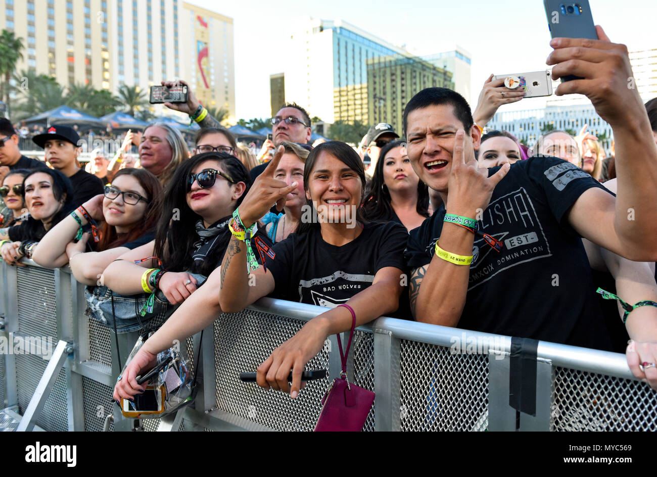 The front row crowd at the Las Rageous Music Festival Stock Photo - Alamy