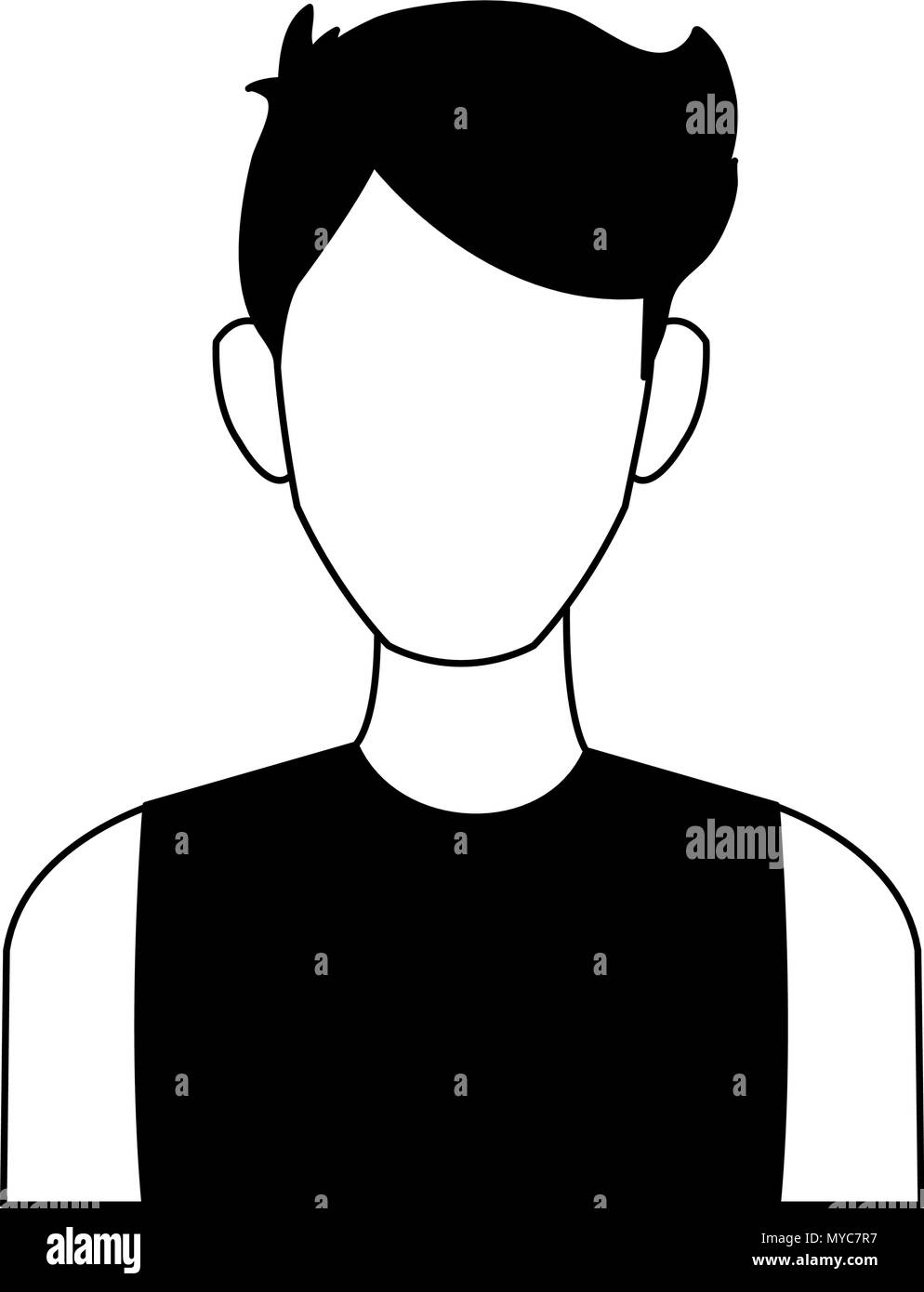 Cartoon head young man faceless Black and White Stock Photos & Images ...