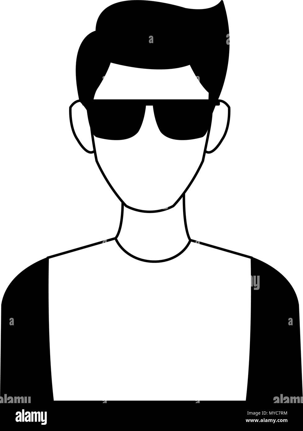 Cartoon head young man faceless Black and White Stock Photos & Images ...