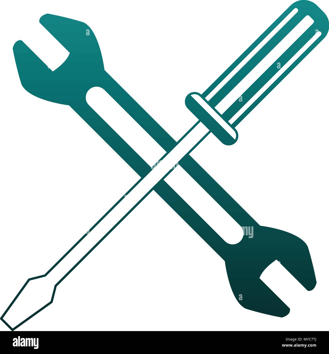 Tools crossed symbol blue lines Stock Vector Image & Art - Alamy