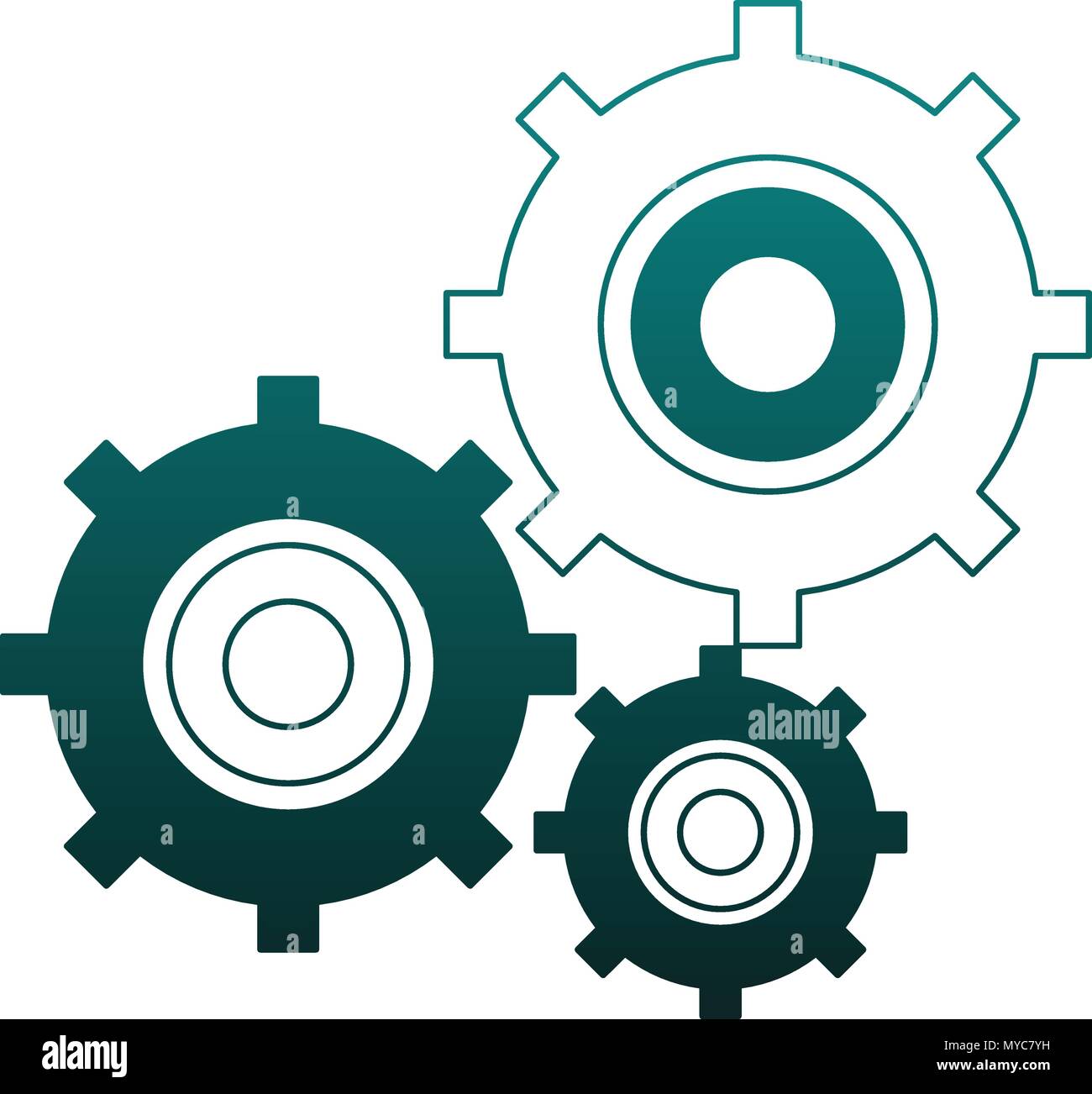 Gears working symbol blue lines Stock Vector Image & Art - Alamy