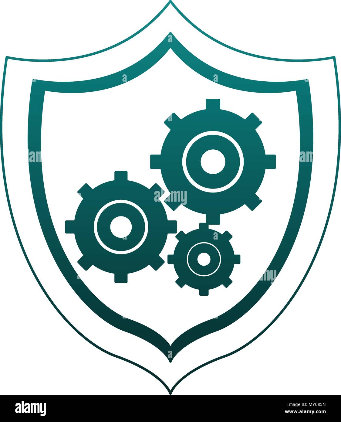 Shield with gears blue lines Stock Vector Image & Art - Alamy