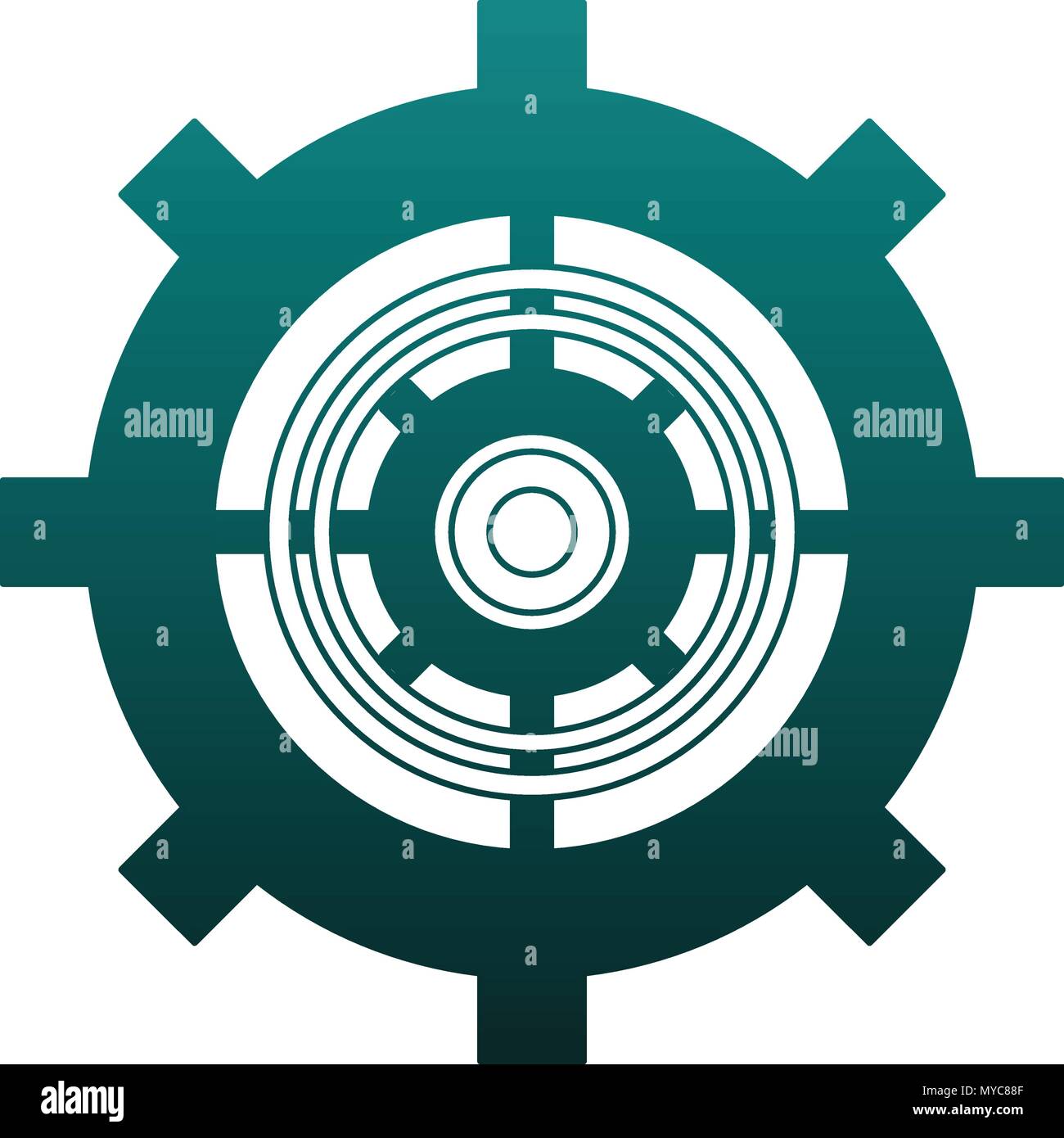 Gear working symbol blue lines Stock Vector Image & Art - Alamy