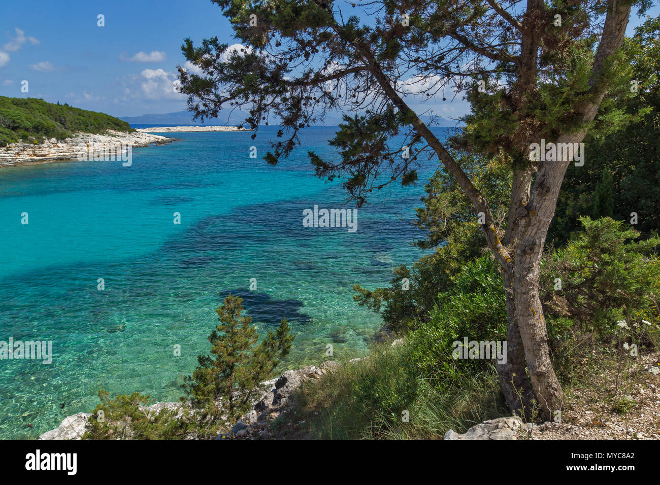 Seascape of Emblisi Fiskardo Beach, Kefalonia, Ionian islands, Greece ...