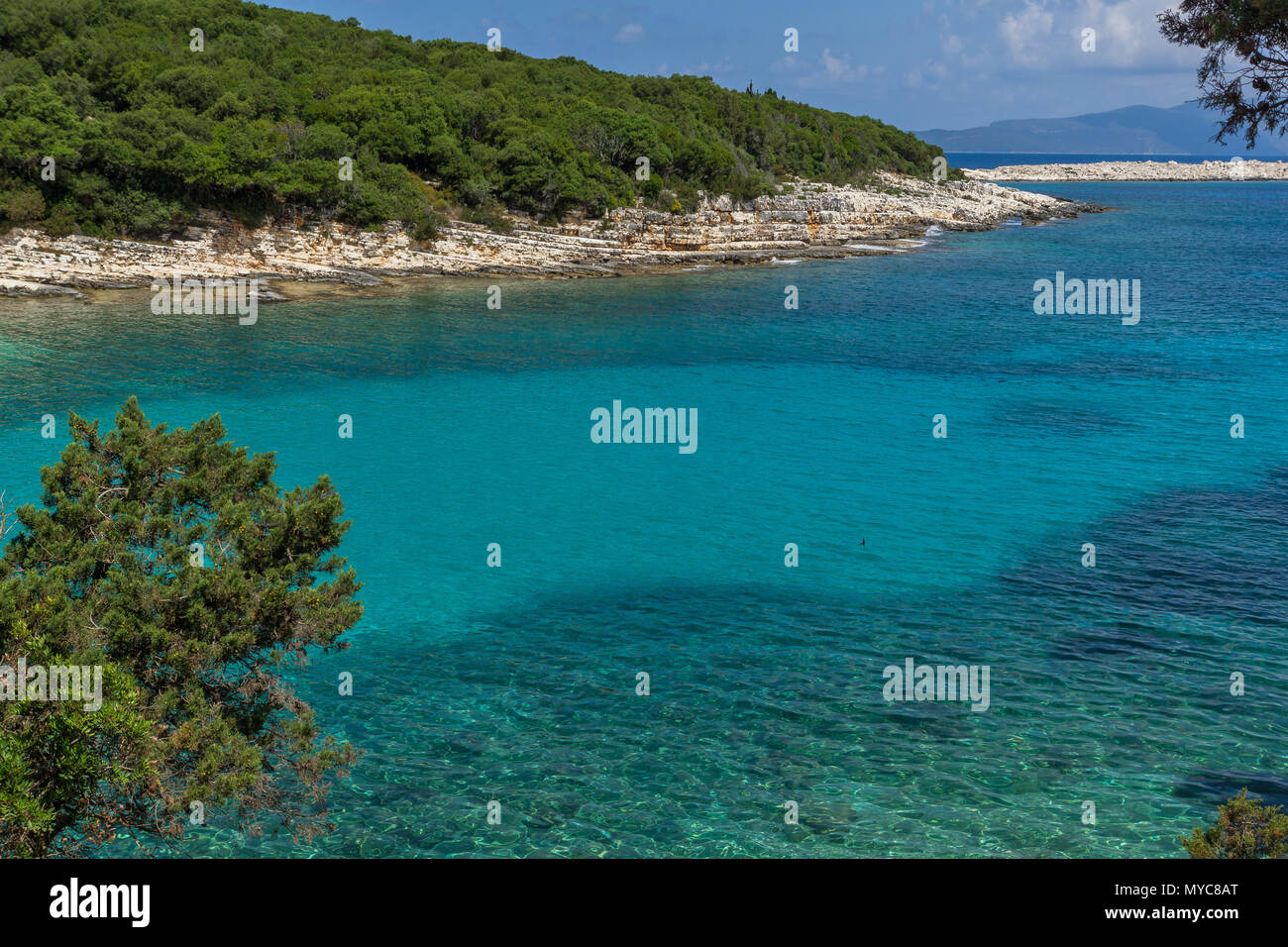 Seascape of Emblisi Fiskardo Beach, Kefalonia, Ionian islands, Greece ...