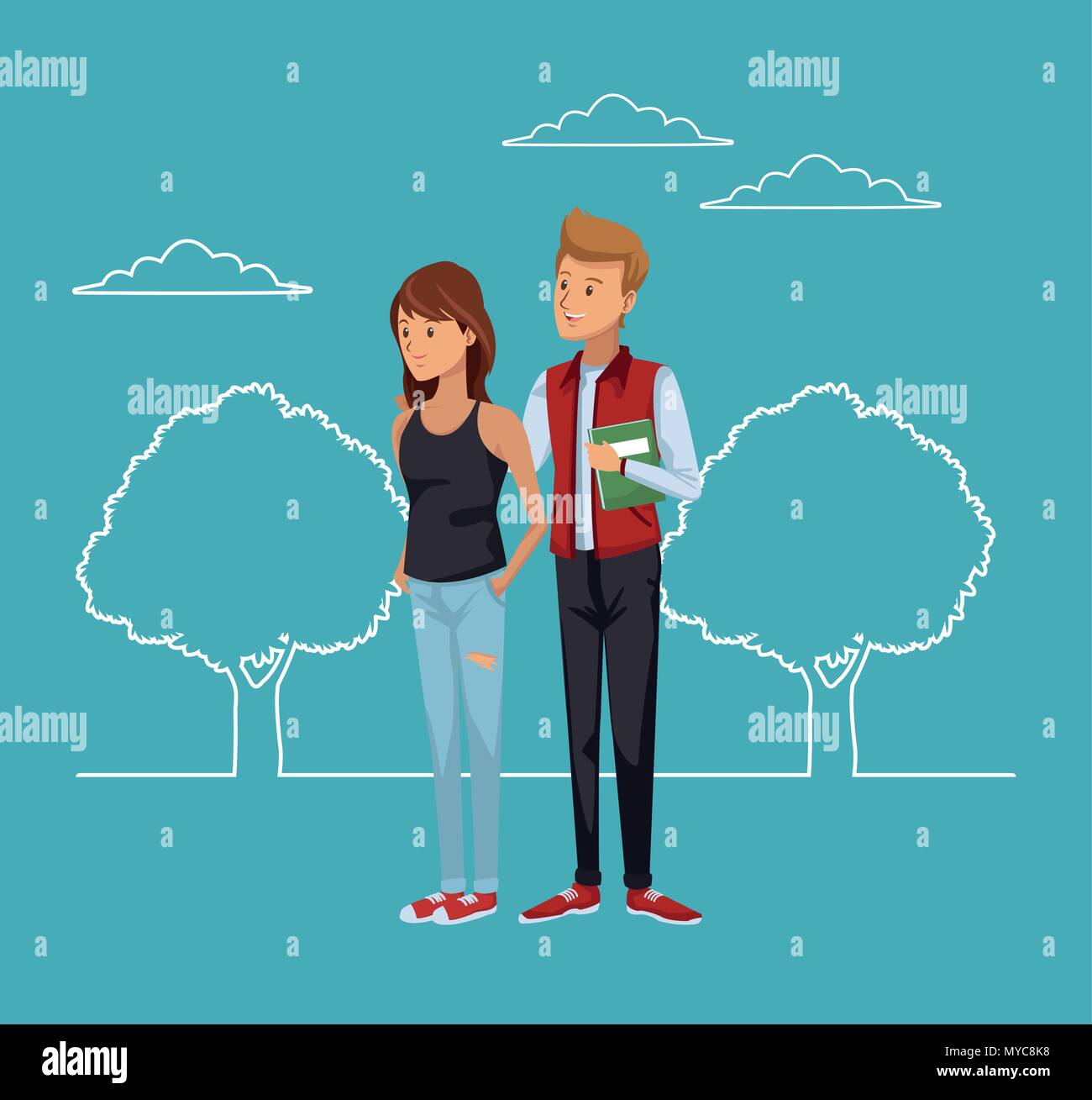 Young beautiful woman smiling talking Stock Vector Images - Alamy