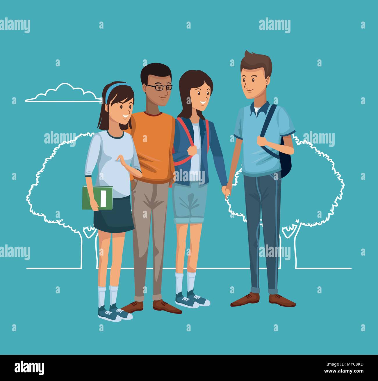 Young friends cartoon Stock Vector Image & Art - Alamy