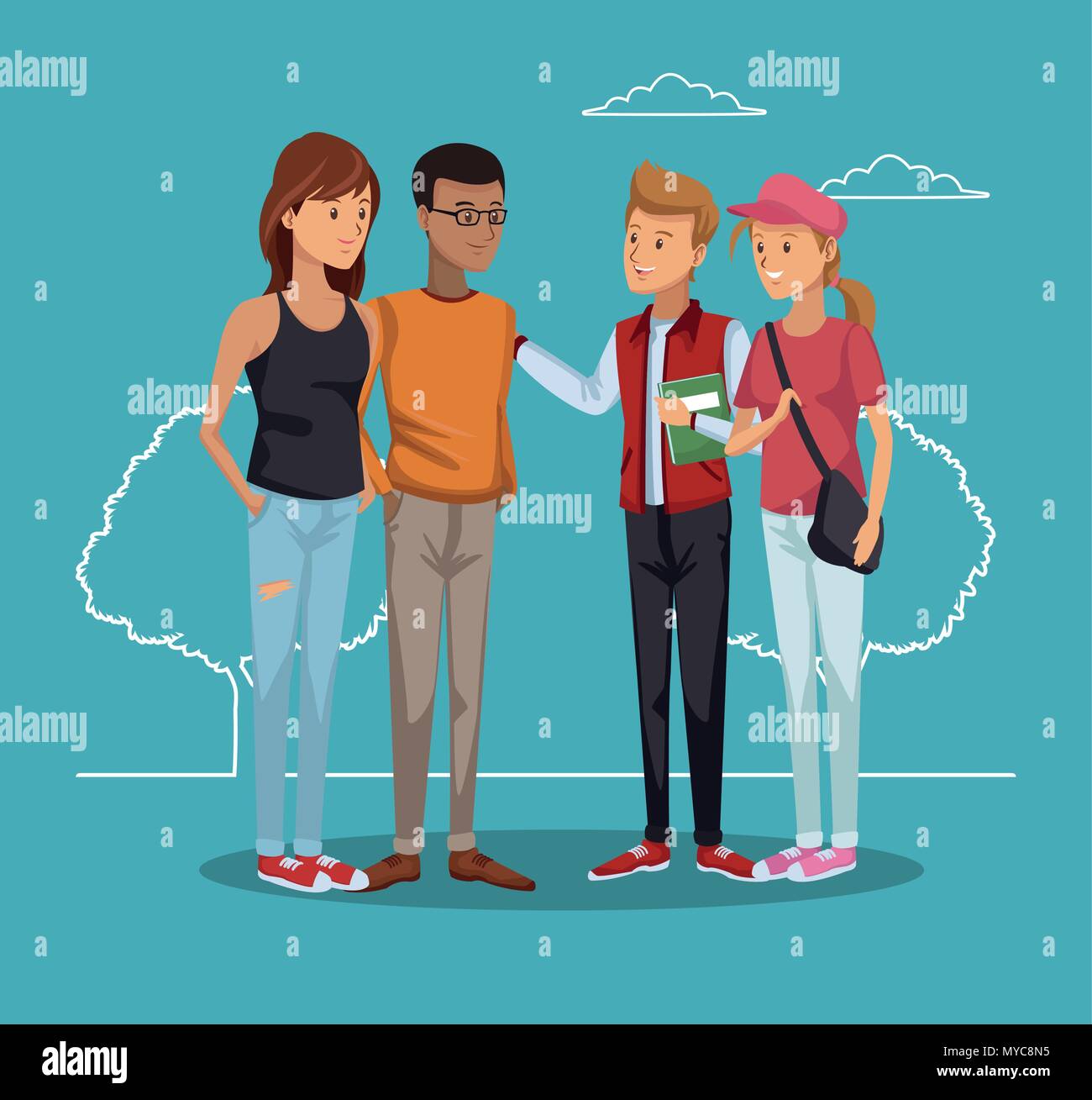 Young friends cartoon Stock Vector Image & Art - Alamy