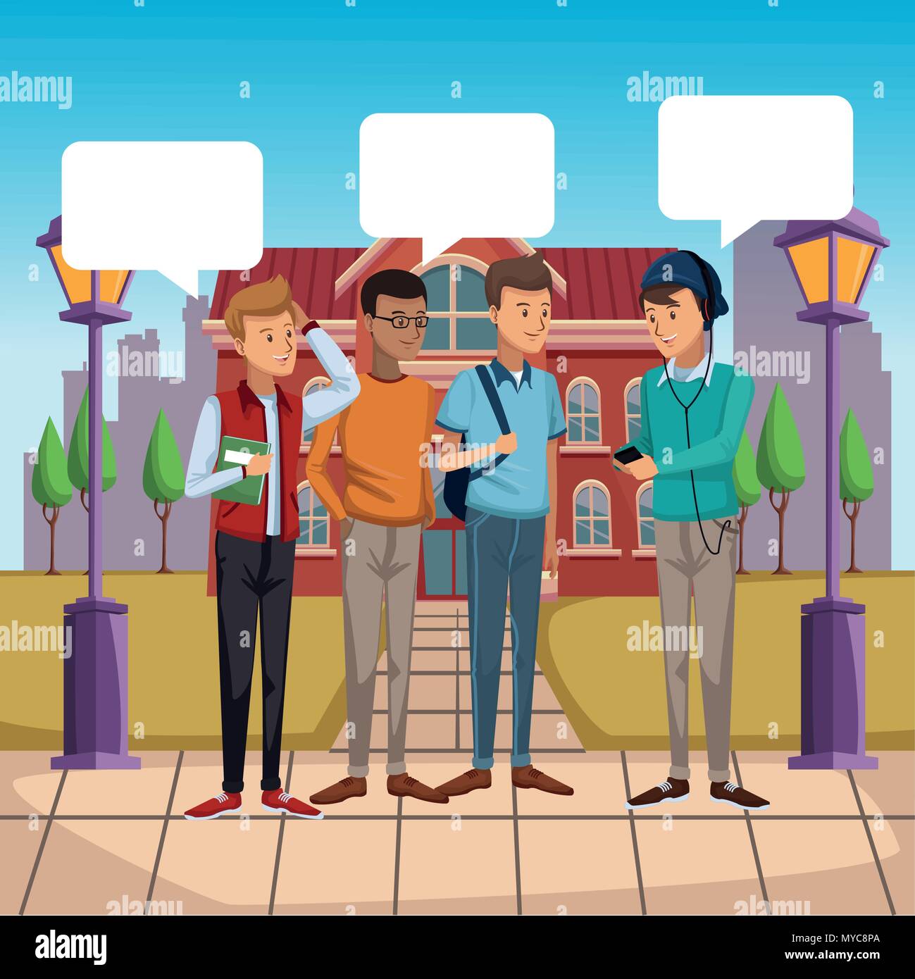 Young students outside of high school Stock Vector Image & Art - Alamy