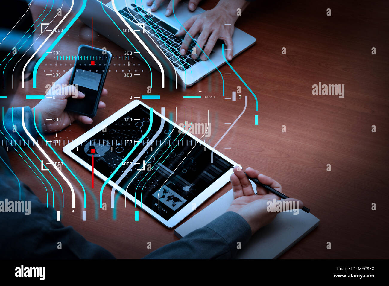 Business data analytics process management diagram.top view of ...