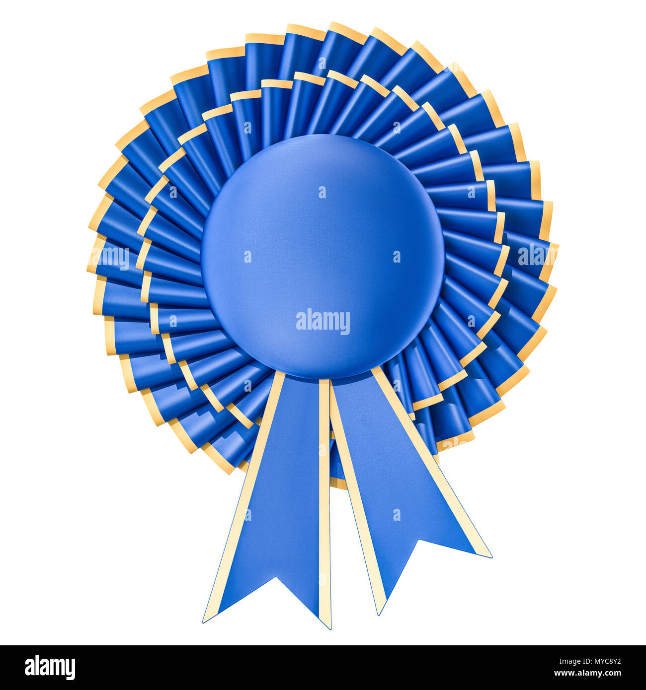 Blue winning award, prize, medal or badge with ribbons. 3D rendering ...