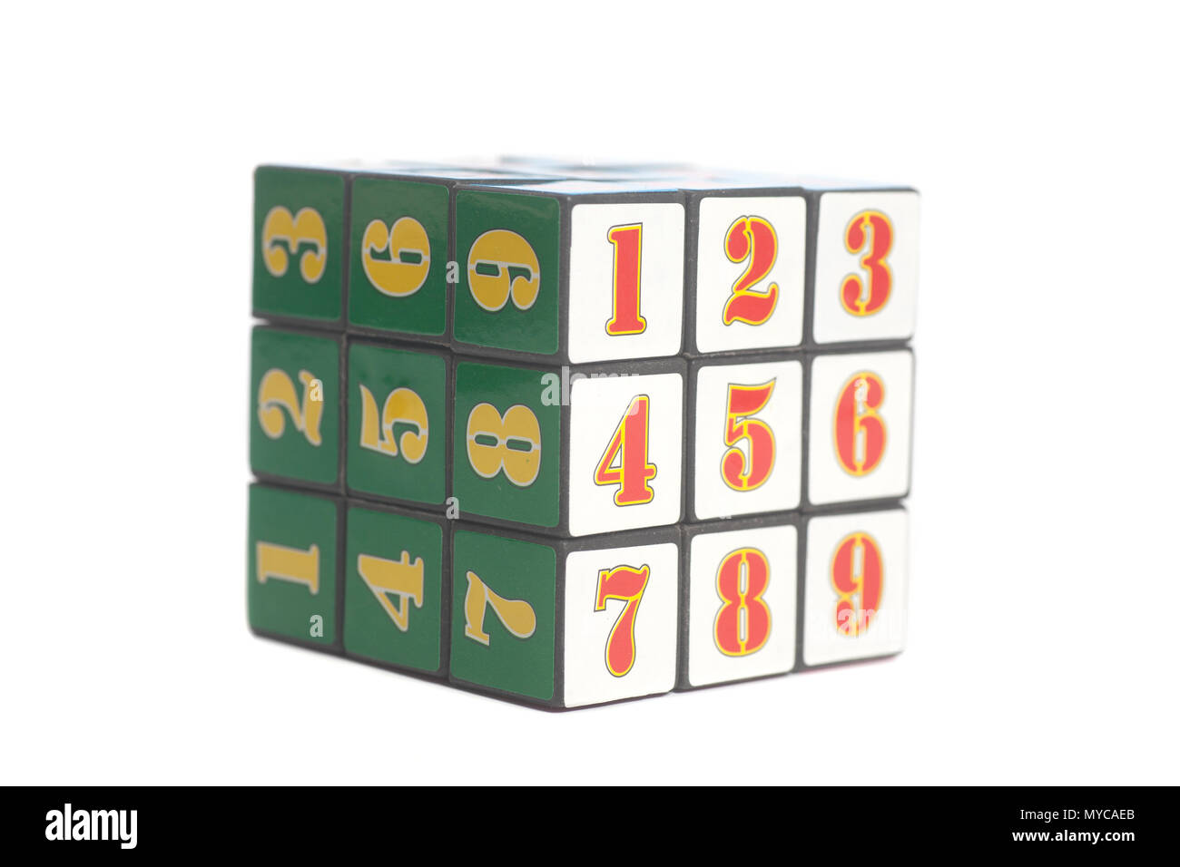 toy cube with numbers isolated on white background Stock Photo - Alamy