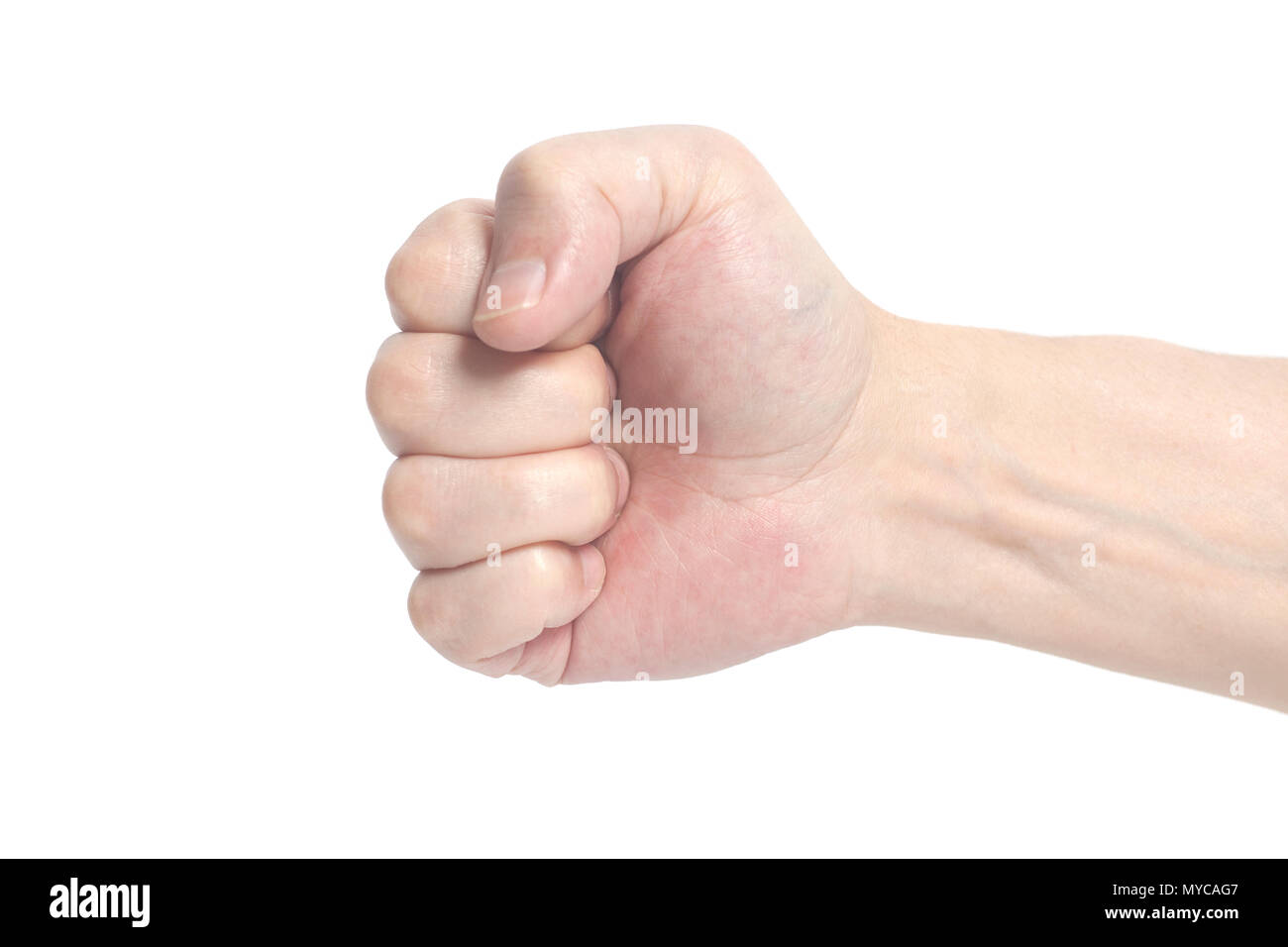Hand with clenched a fist isolated on a white background Stock Photo ...