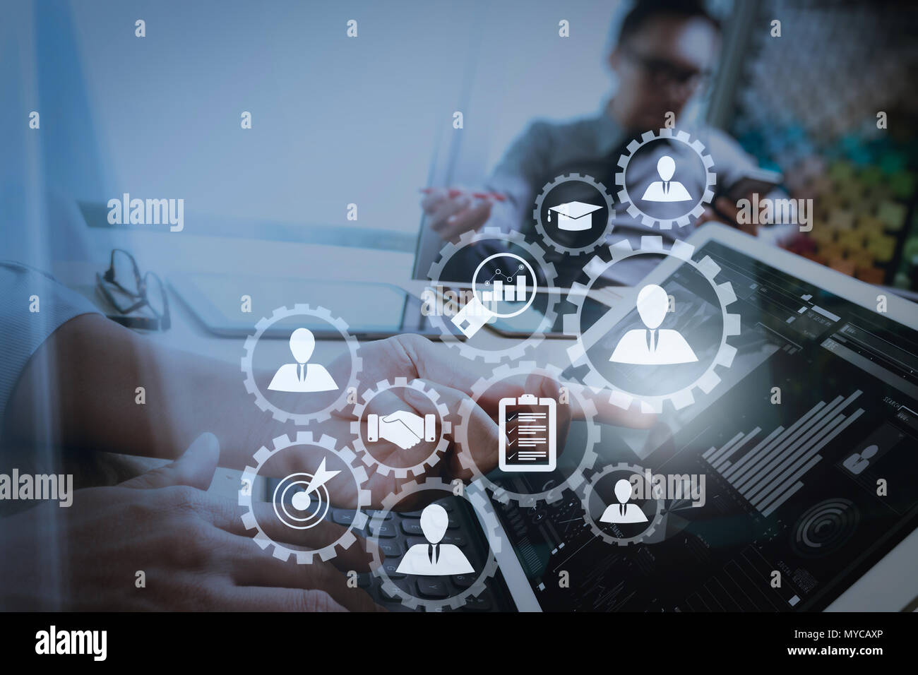 Human resources management with recruitment business working concept ...