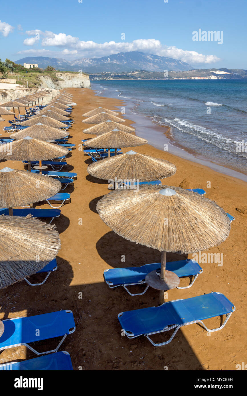 Panoramic view of Xi Beach, beach with red sand in Kefalonia, Ionian ...