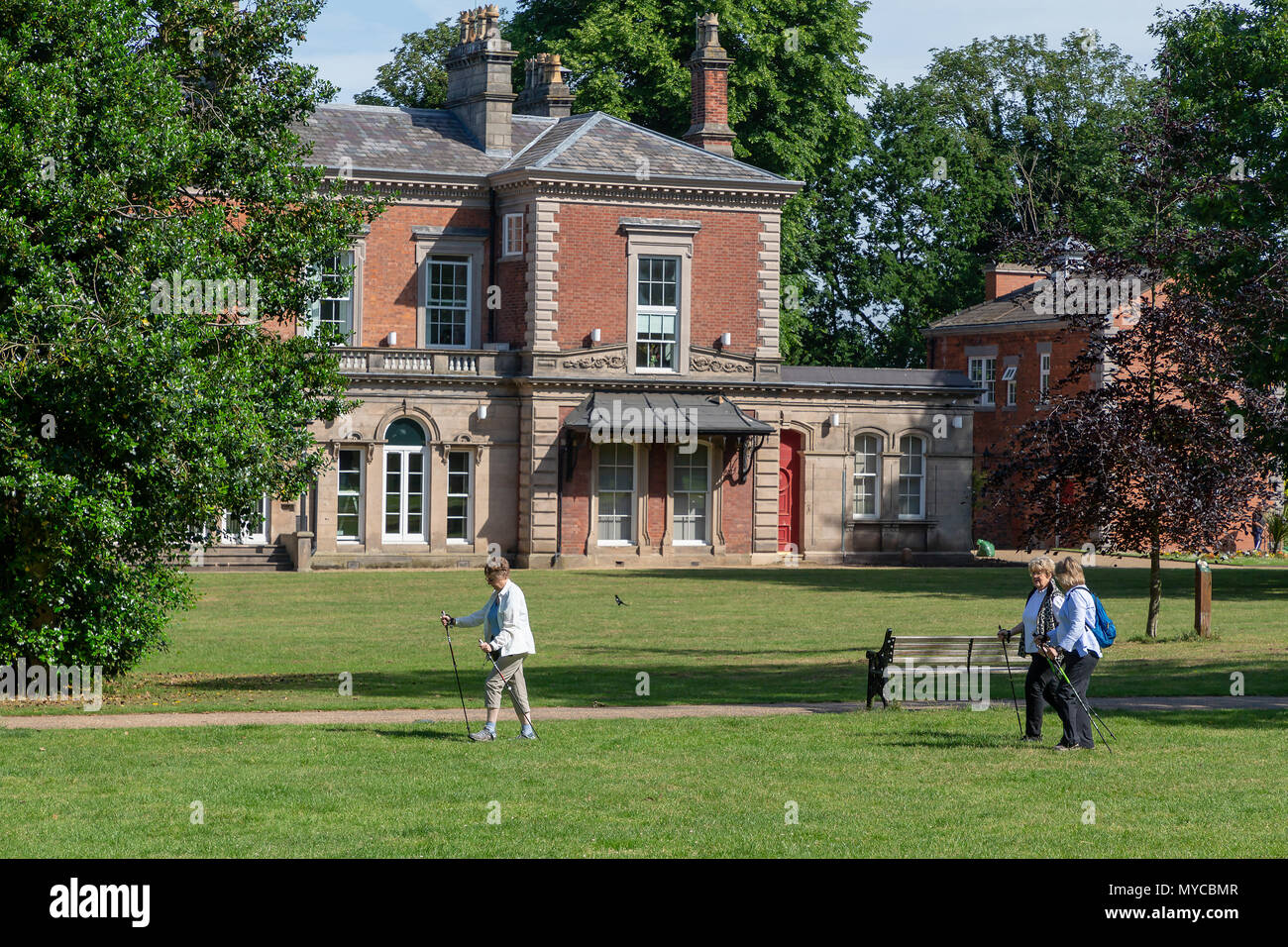 06 June 2018 - A few women practice Nordic walking along a path in the ... 06 June 2018 - A few women practice Nordic walking along a path in the ...