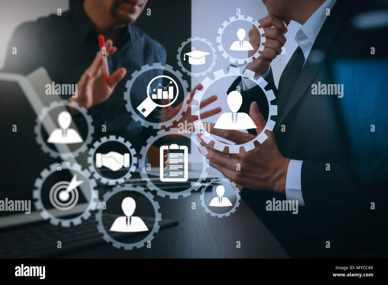 Human resources management with recruitment business working concept ...