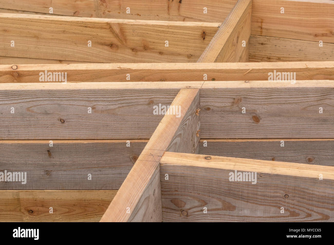 Woodwork structure under construction - with definitive angular ...