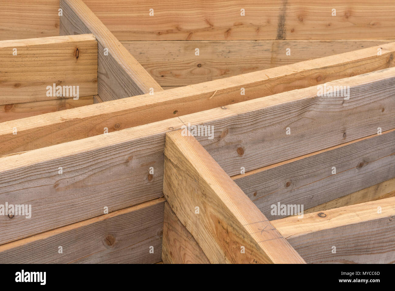 Woodwork structure under construction - with definitive angular ...