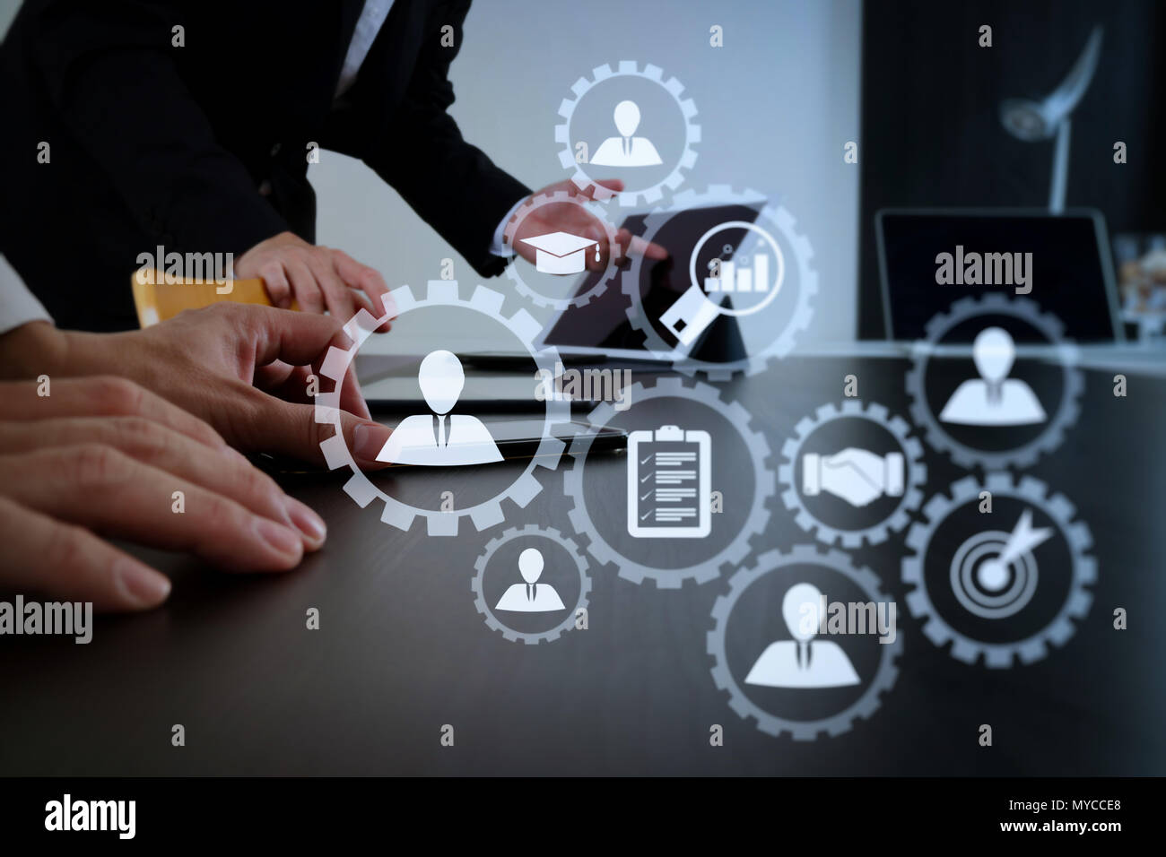 Human resources management with recruitment business working concept ...