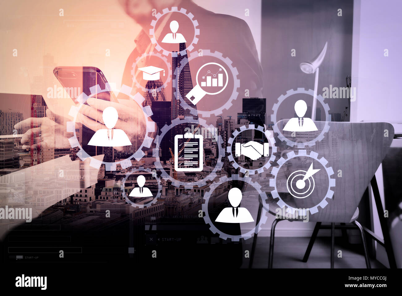 Human resources management with recruitment business working concept ...