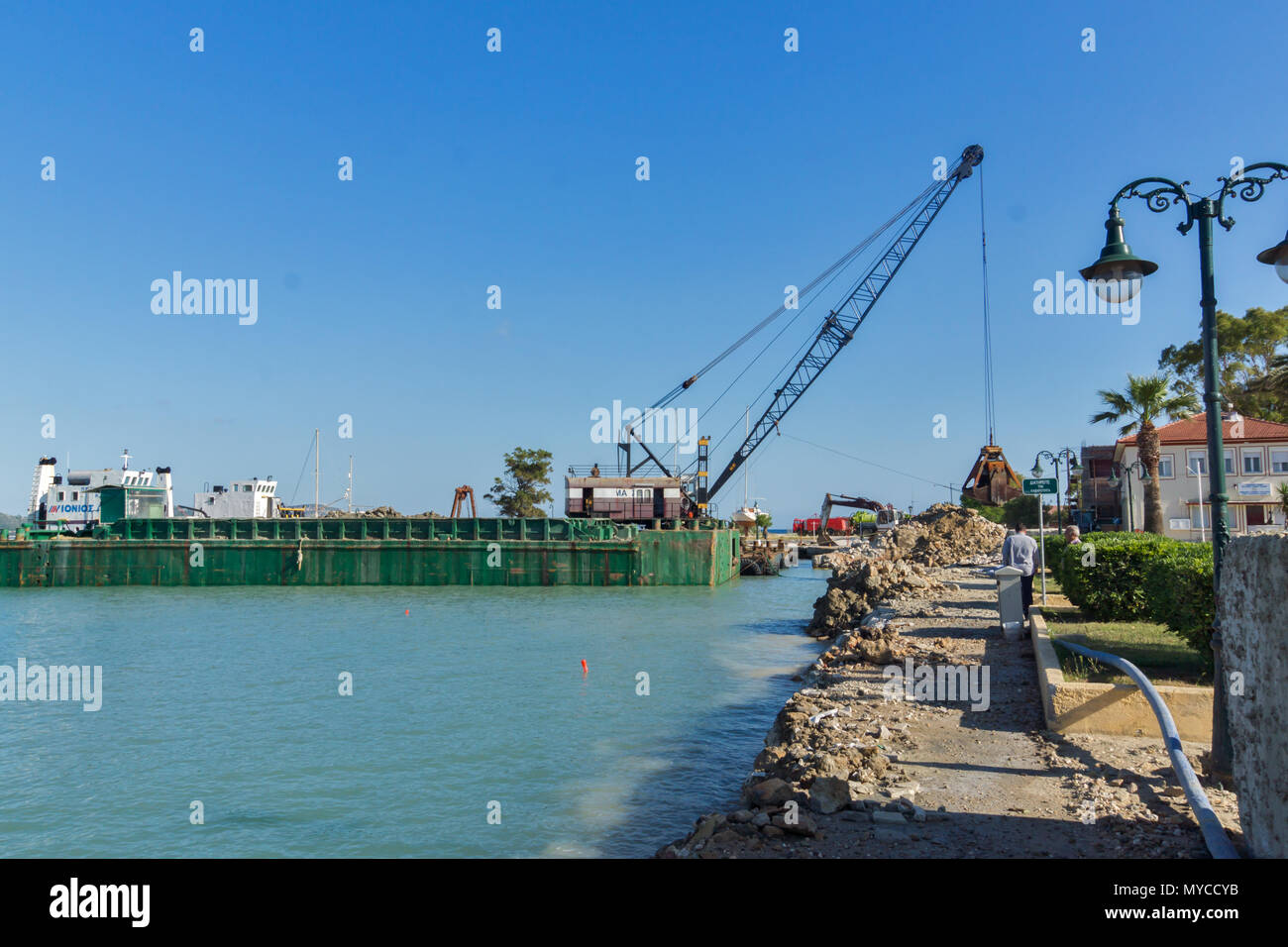 LIXOURI, KEFALONIA, GREECE - MAY 25 2015: Amazing seascape with Port of ...