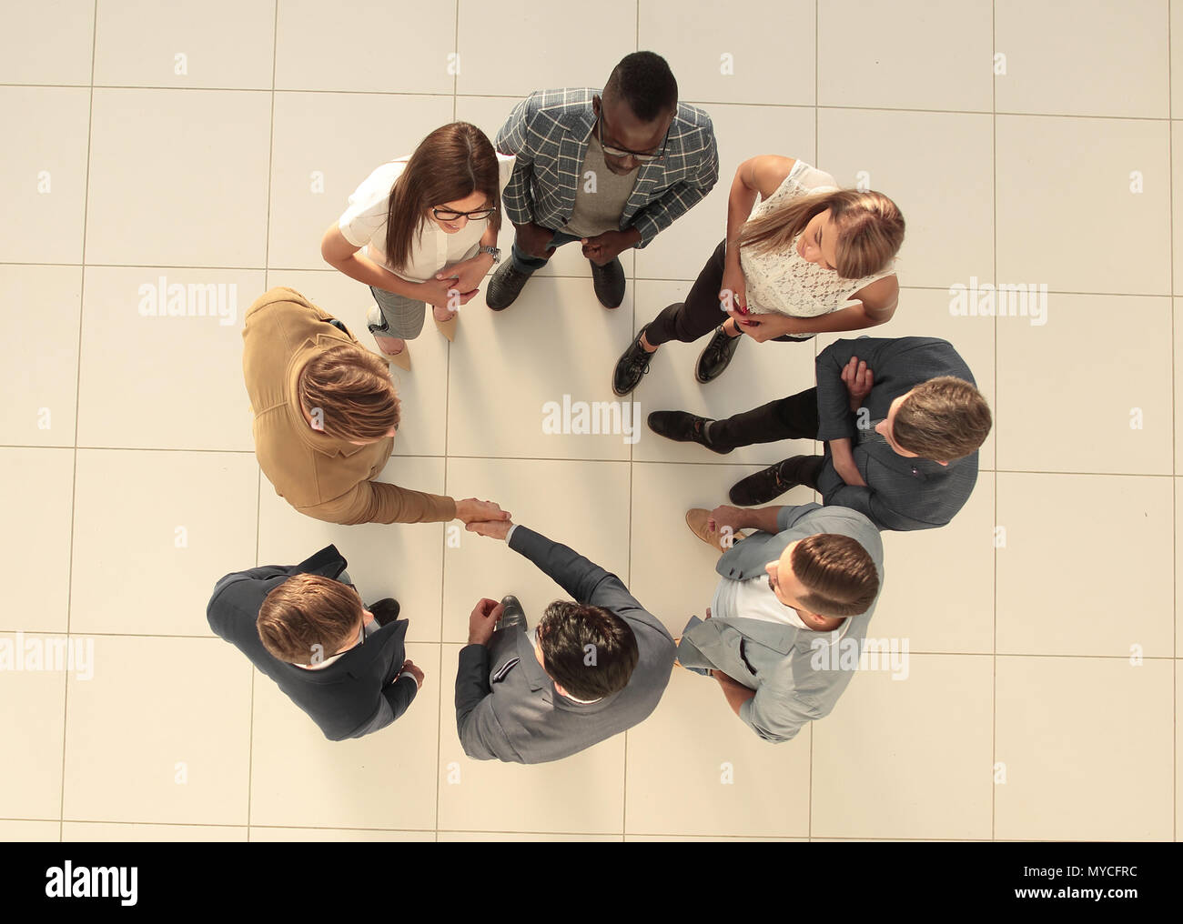 top view. handshake business people Stock Photo - Alamy