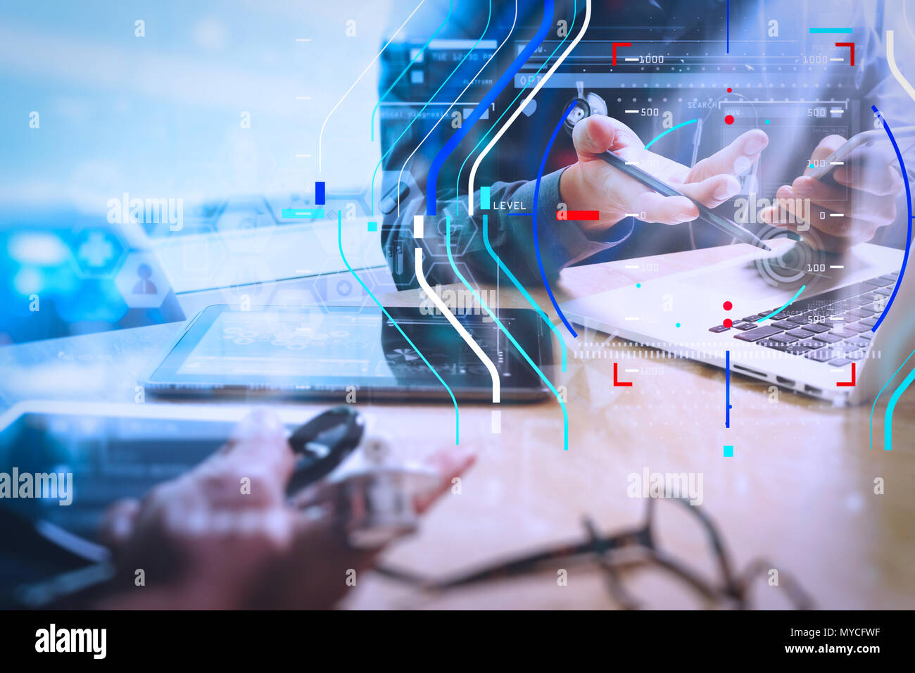 Health care and medical services with circular AR diagram record ...