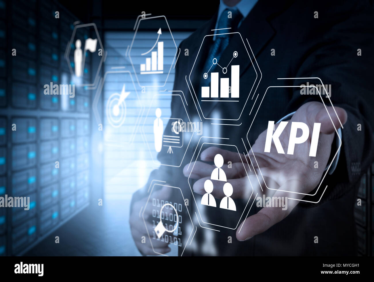 Key Performance Indicator (KPI) workinng with Business Intelligence (BI) metrics to measure ...