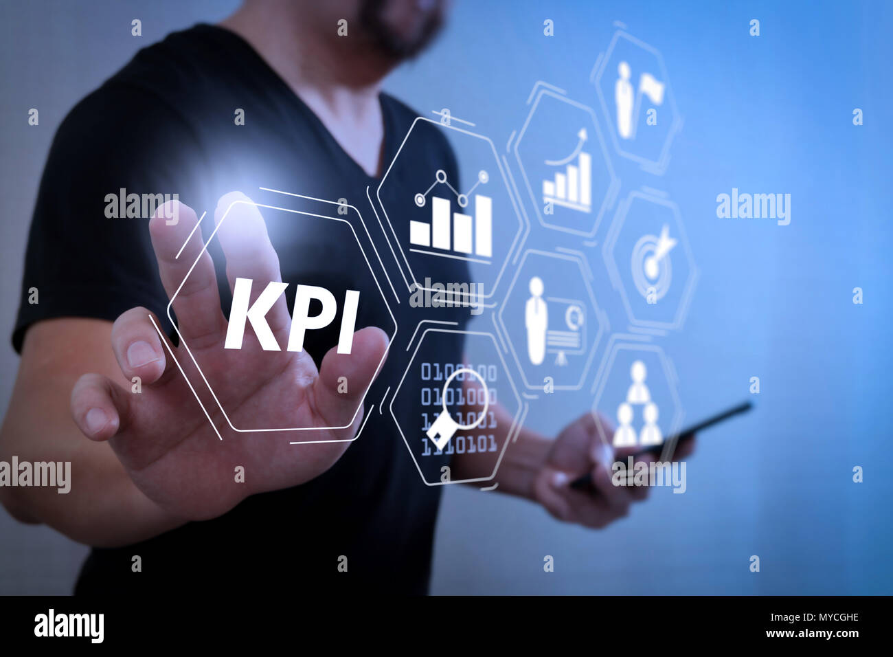 Key Performance Indicator (KPI) workinng with Business Intelligence (BI) metrics to measure ...