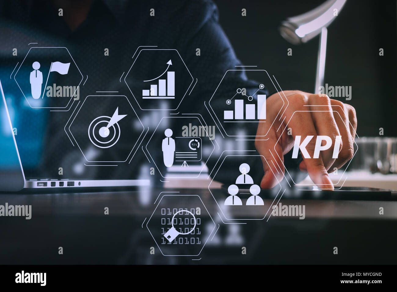 Key Performance Indicator (KPI) workinng with Business Intelligence (BI) metrics to measure ...