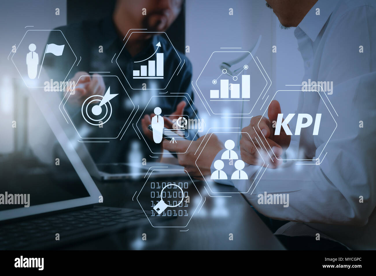 Key Performance Indicator (KPI) workinng with Business Intelligence (BI) metrics to measure ...