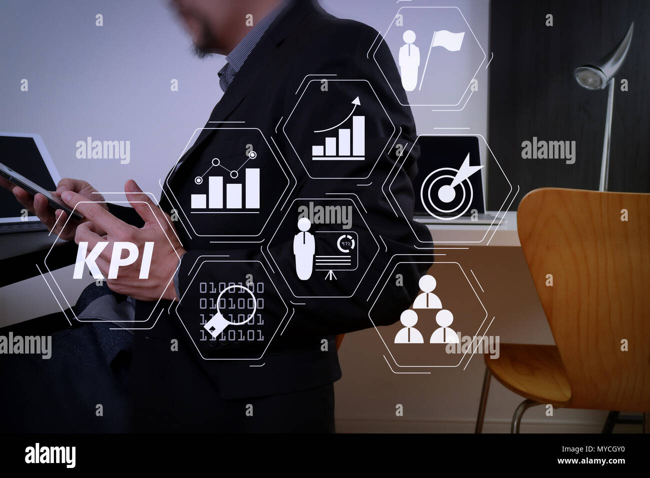 Key Performance Indicator (KPI) workinng with Business Intelligence (BI) metrics to measure ...