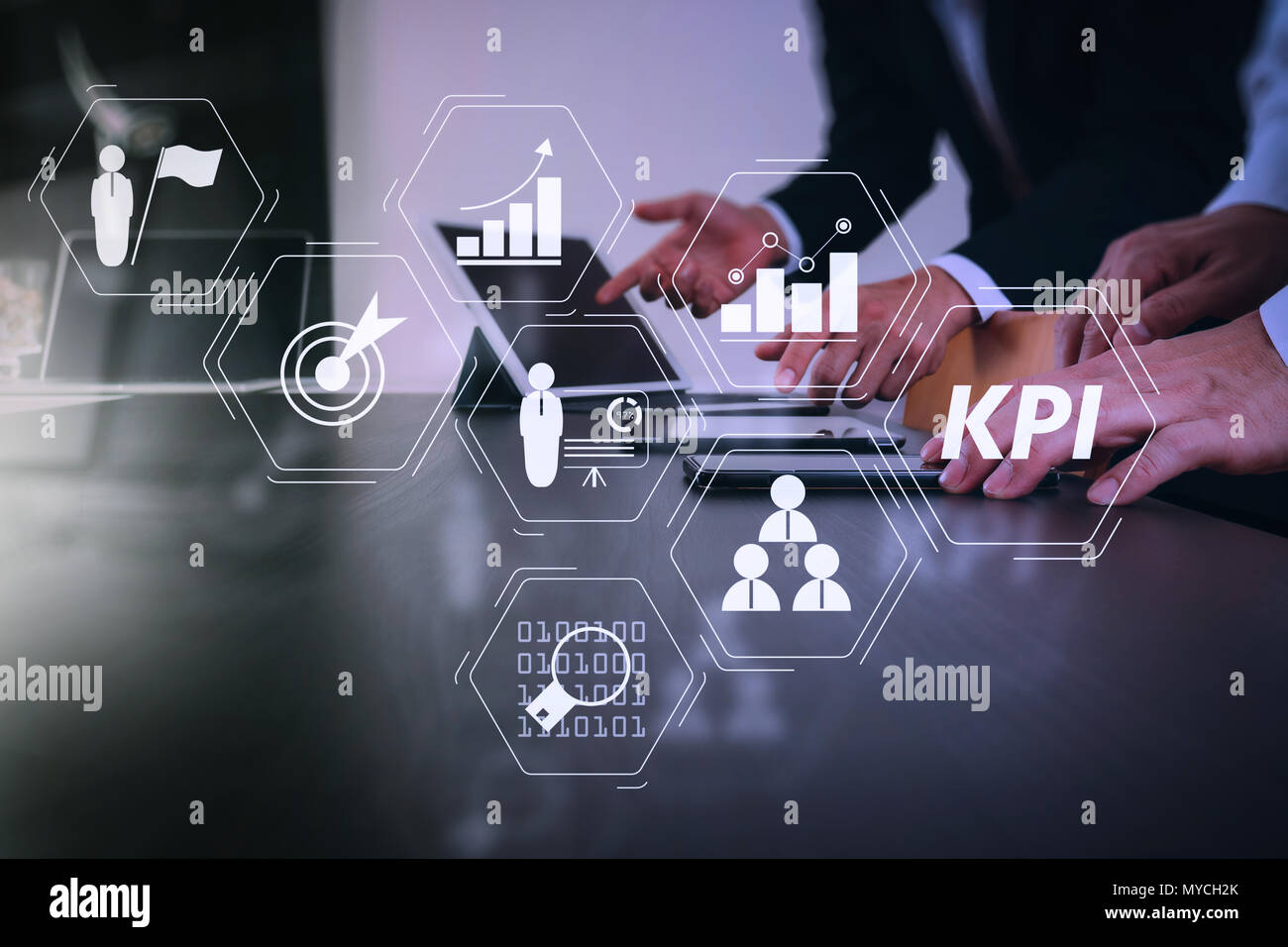Key Performance Indicator (KPI) workinng with Business Intelligence (BI) metrics to measure ...