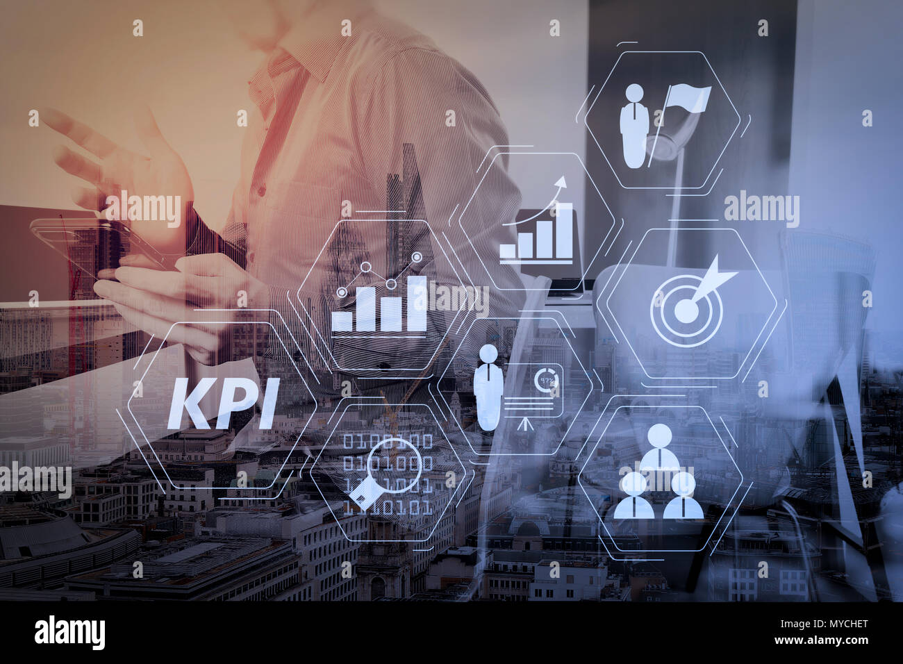 Key Performance Indicator (KPI) workinng with Business Intelligence (BI) metrics to measure ...