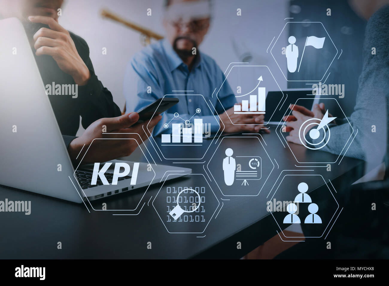 Key Performance Indicator (KPI) workinng with Business Intelligence (BI) metrics to measure ...