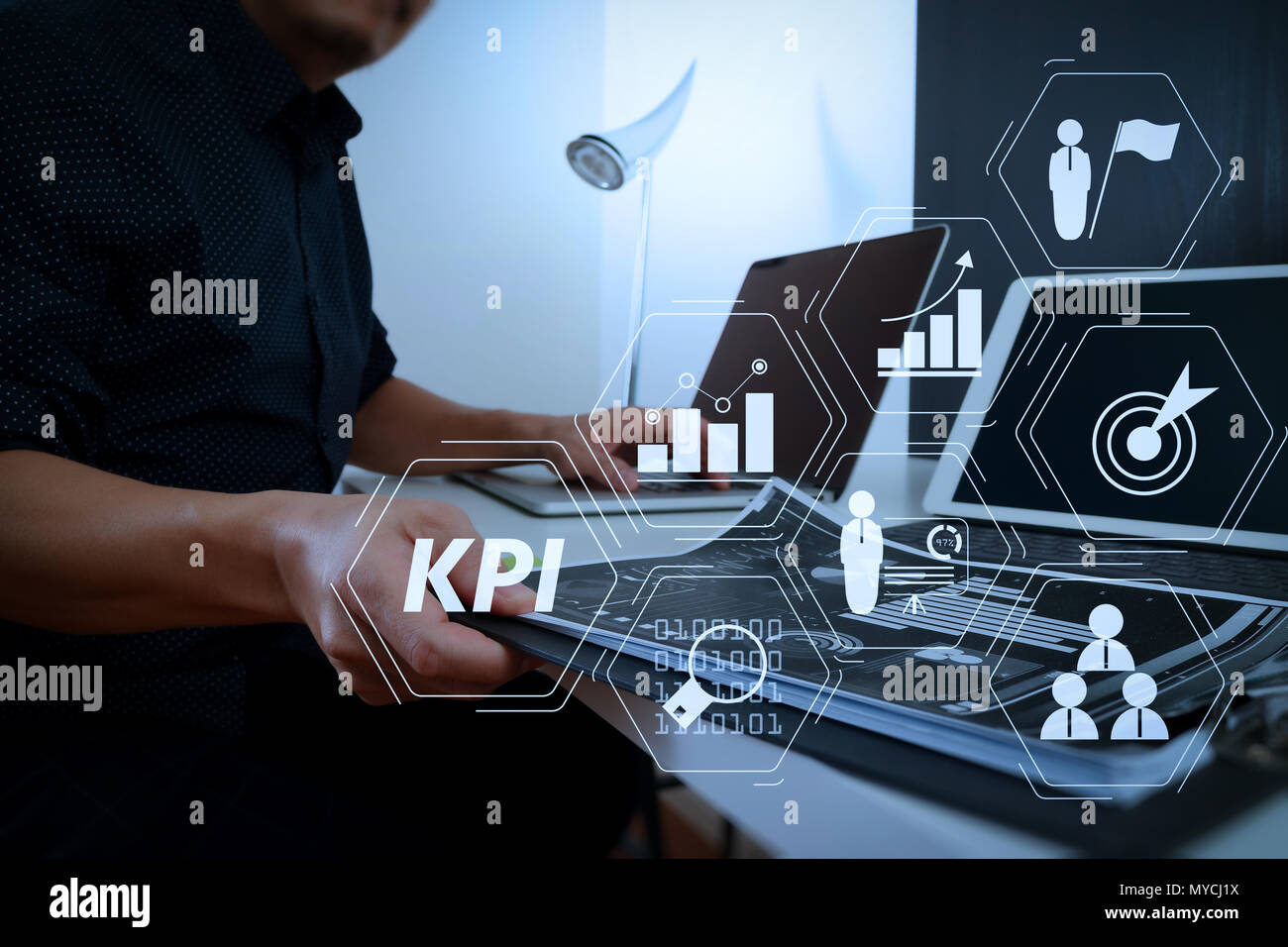 Key Performance Indicator (KPI) workinng with Business Intelligence (BI) metrics to measure ...