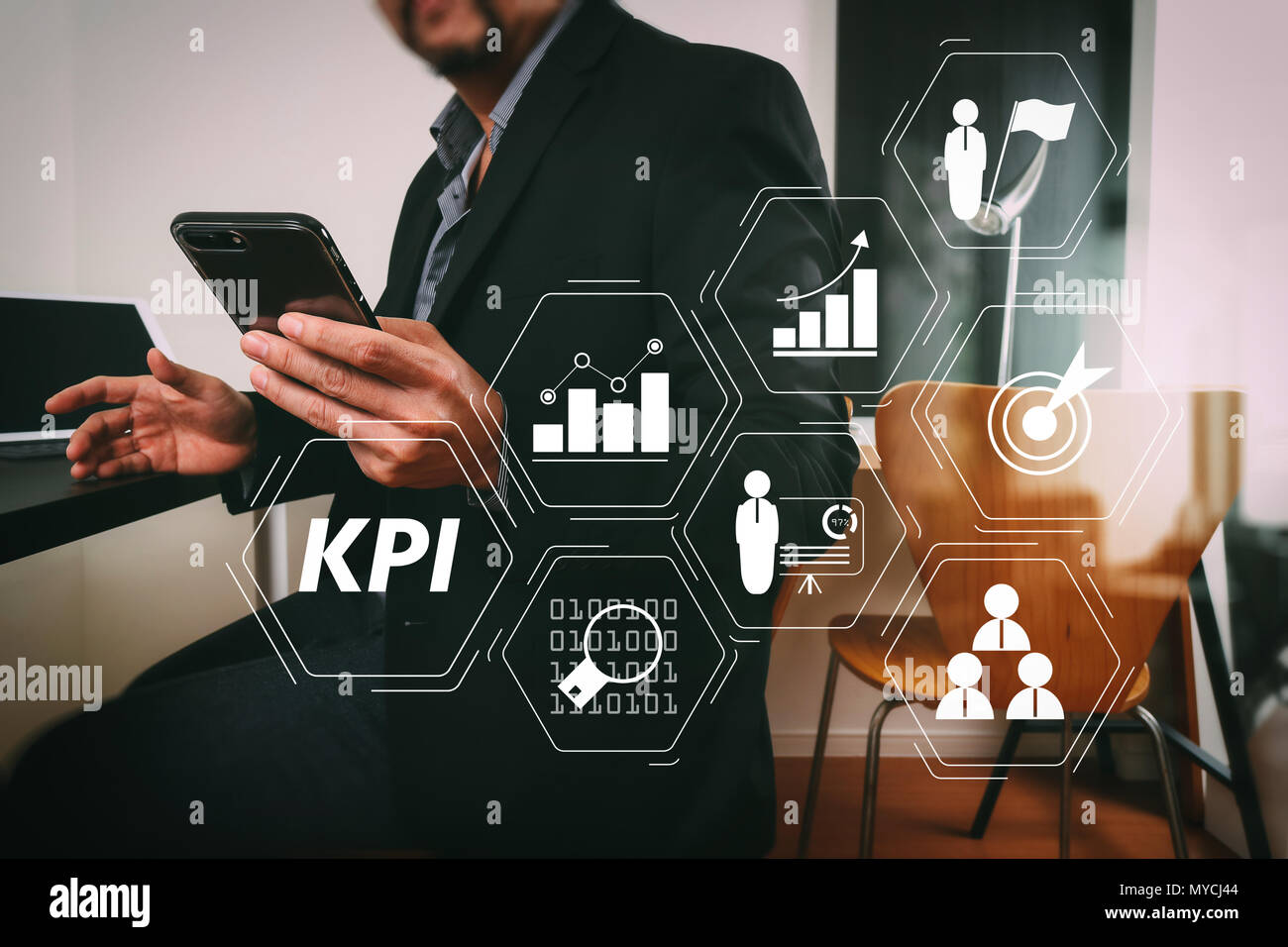 Key Performance Indicator (KPI) workinng with Business Intelligence (BI) metrics to measure ...